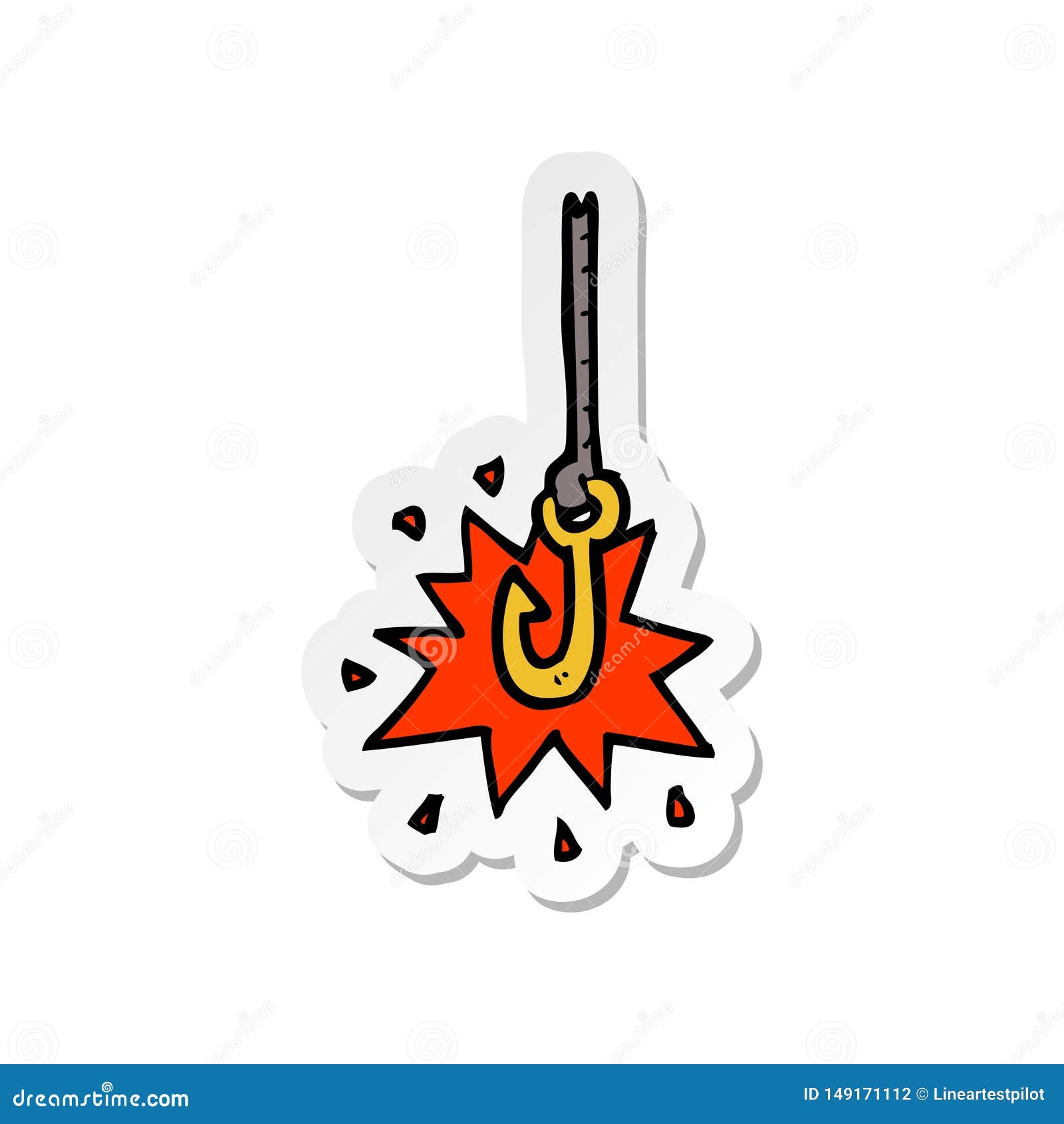 Sticker of a cartoon hook stock vector. Illustration of hook - 149171112