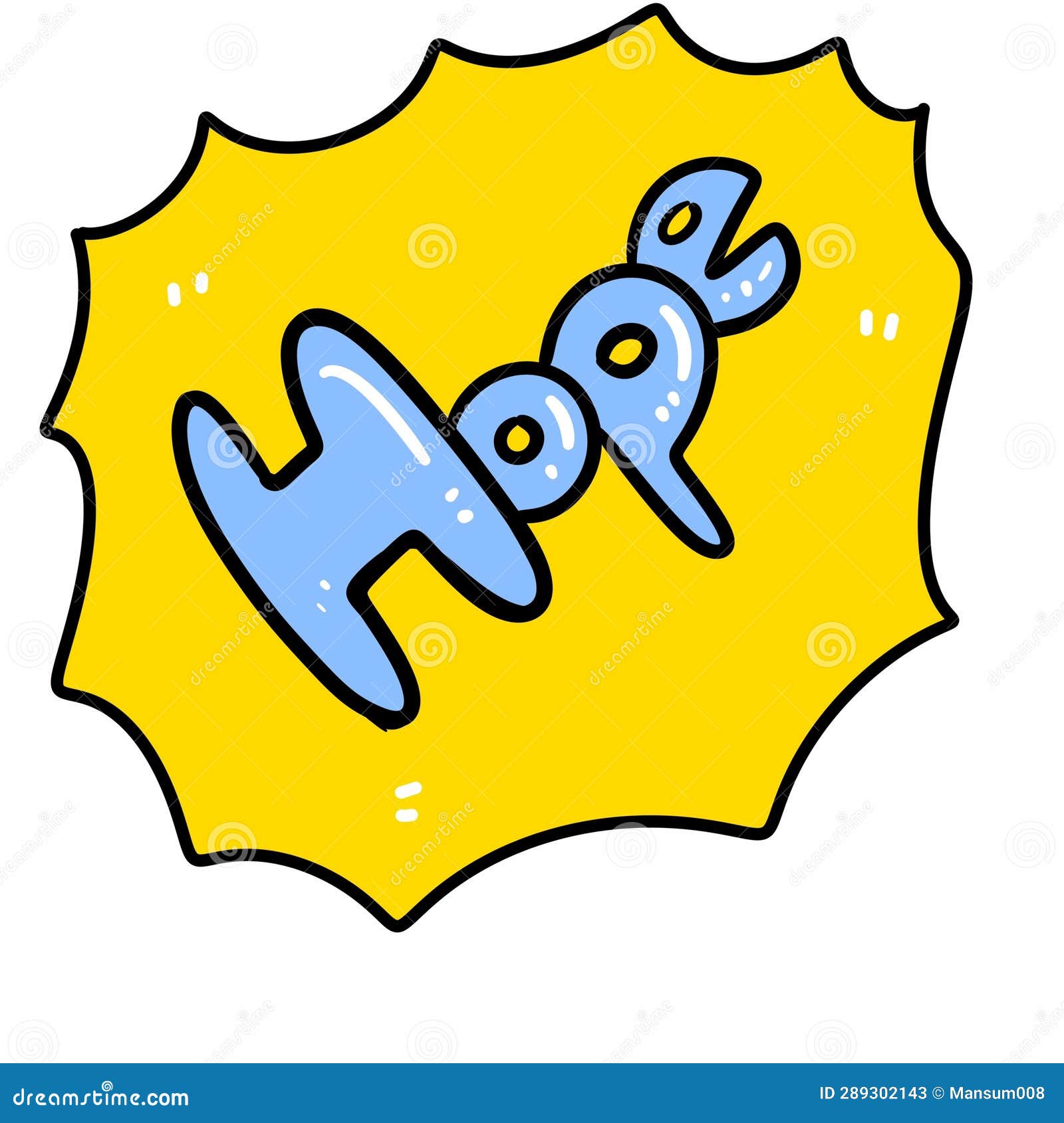 Sticker of a Cartoon Hope Word Stock Illustration - Illustration of ...