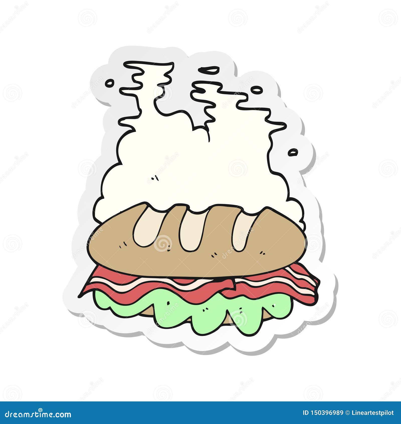 Sticker of a Cartoon Huge Sandwich Stock Vector - Illustration of funny ...