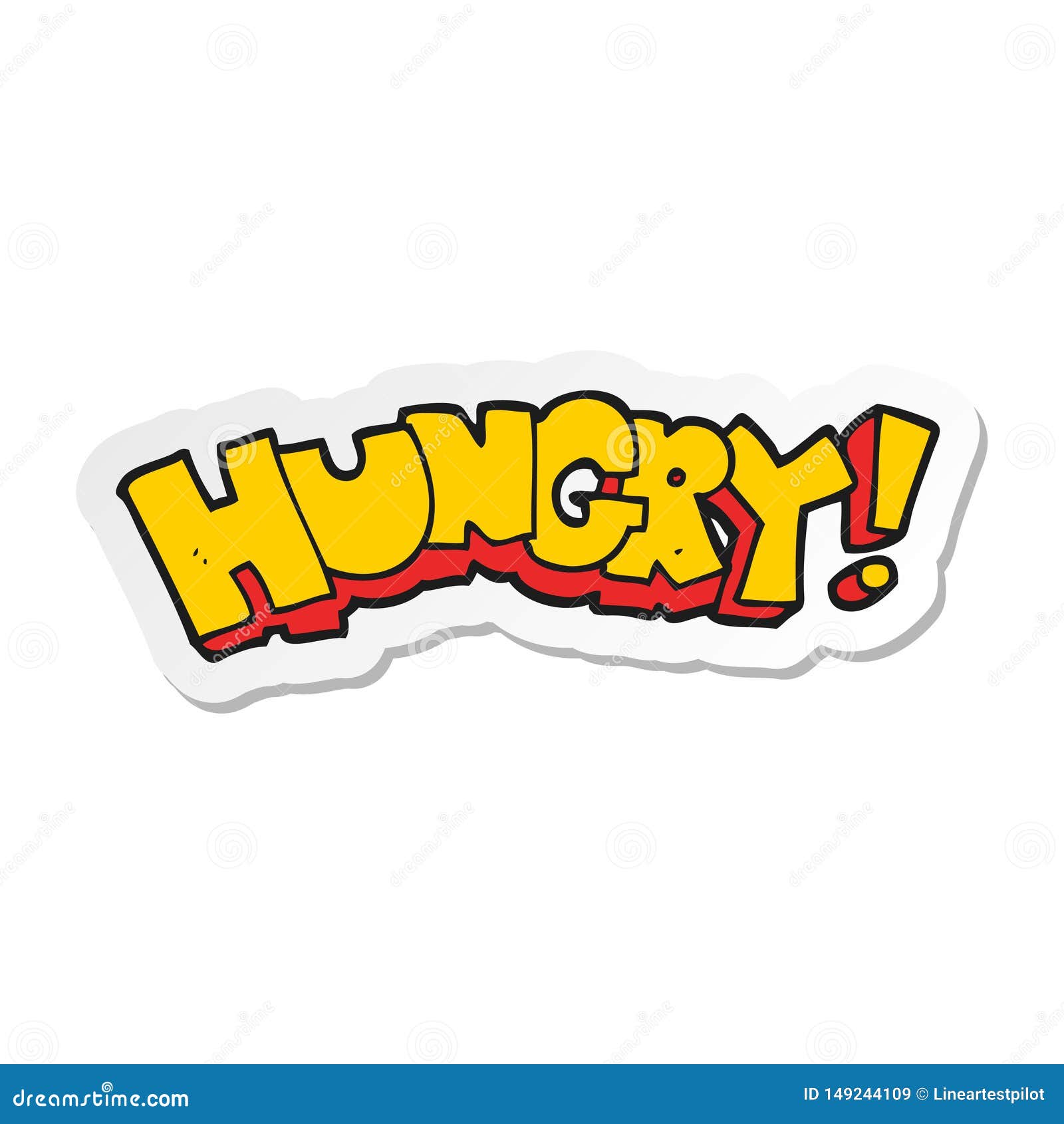 Sticker of a Cartoon Hungry Text Stock Vector - Illustration of crazy ...