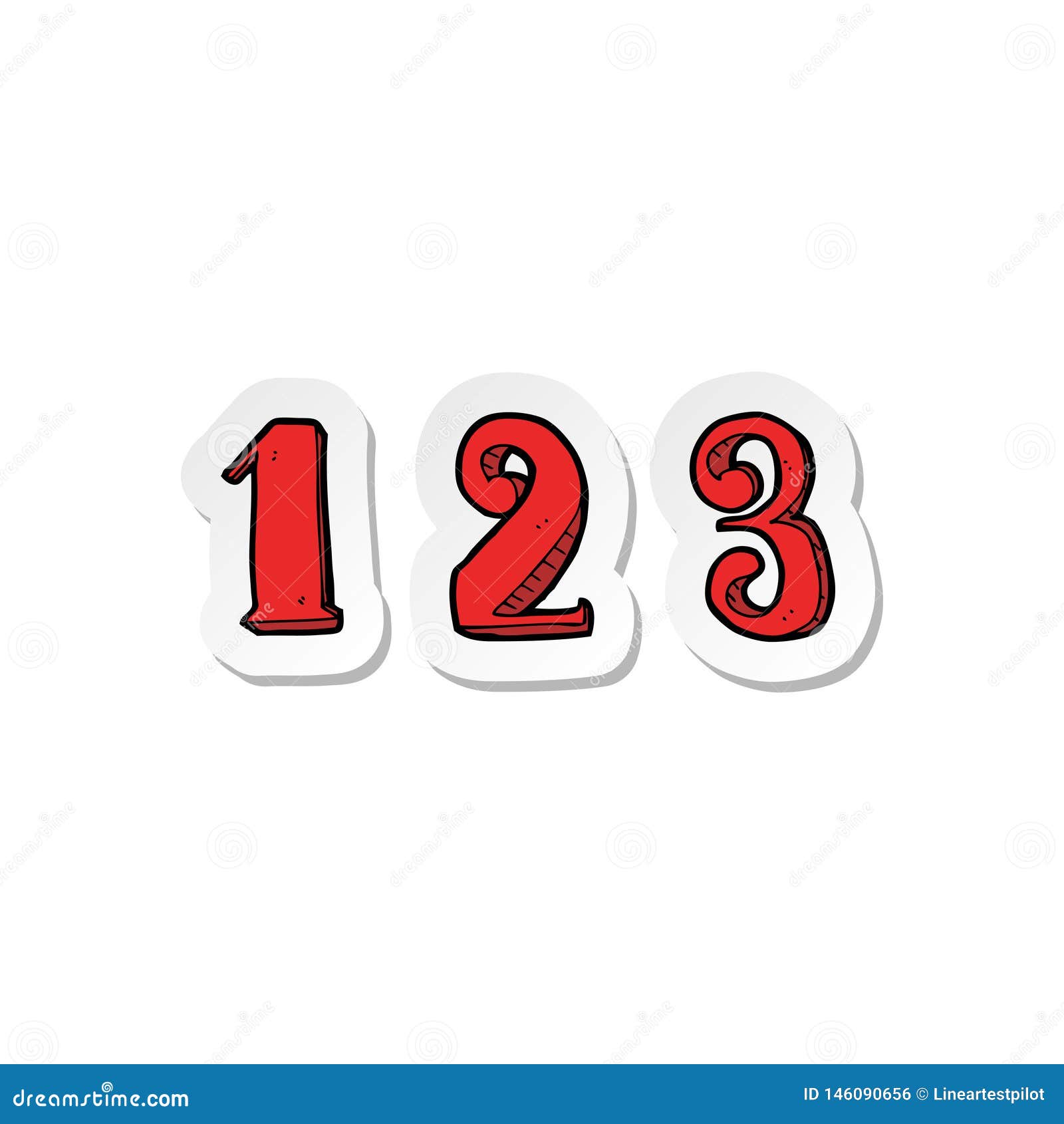 Sticker of a cartoon 1 2 3 stock vector. Illustration of icon - 146090656