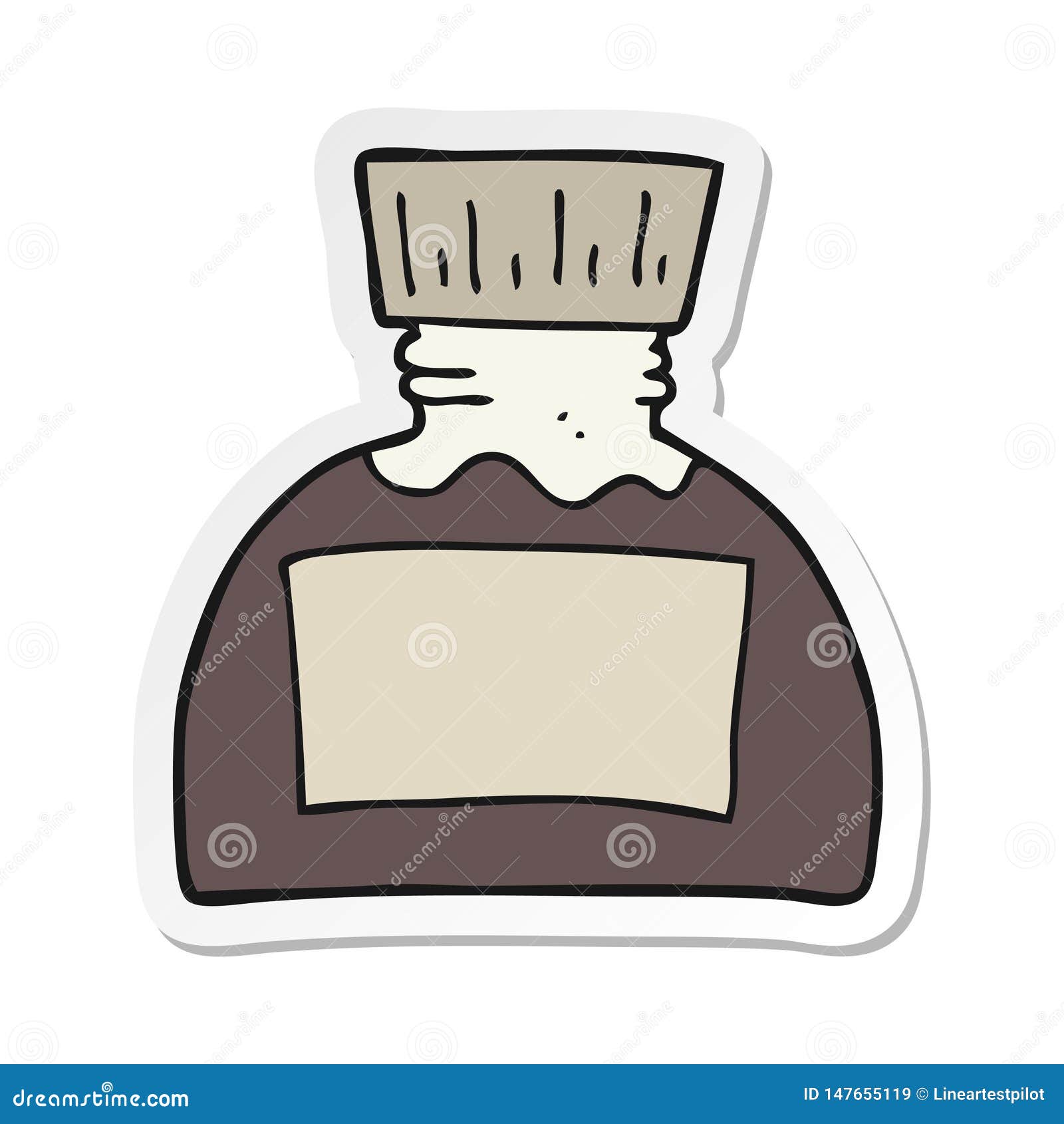 Sticker of a Cartoon Ink Pot Stock Vector - Illustration of funny ...