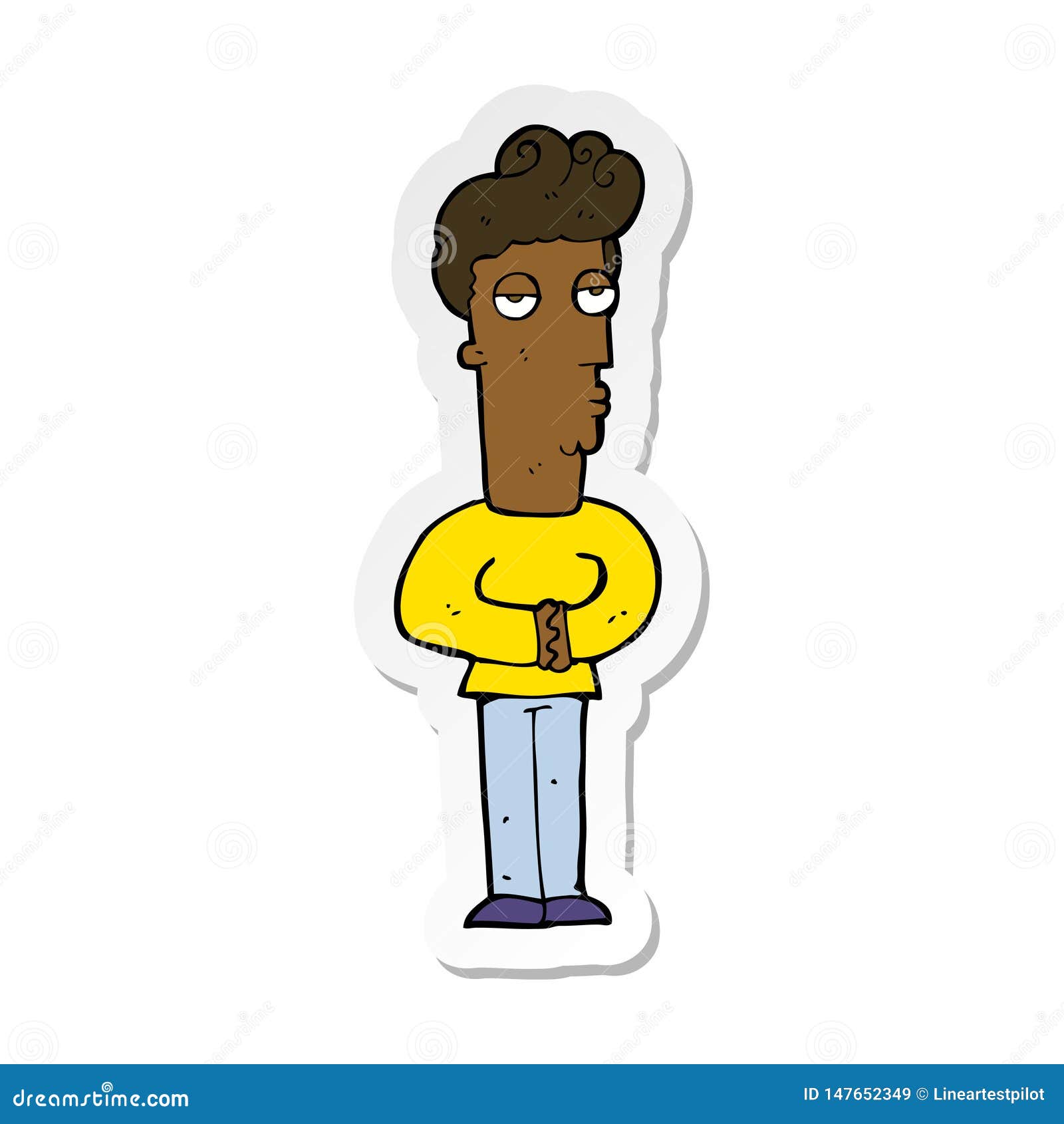 Sticker of a Cartoon Jaded Man Stock Vector - Illustration of cartoon ...