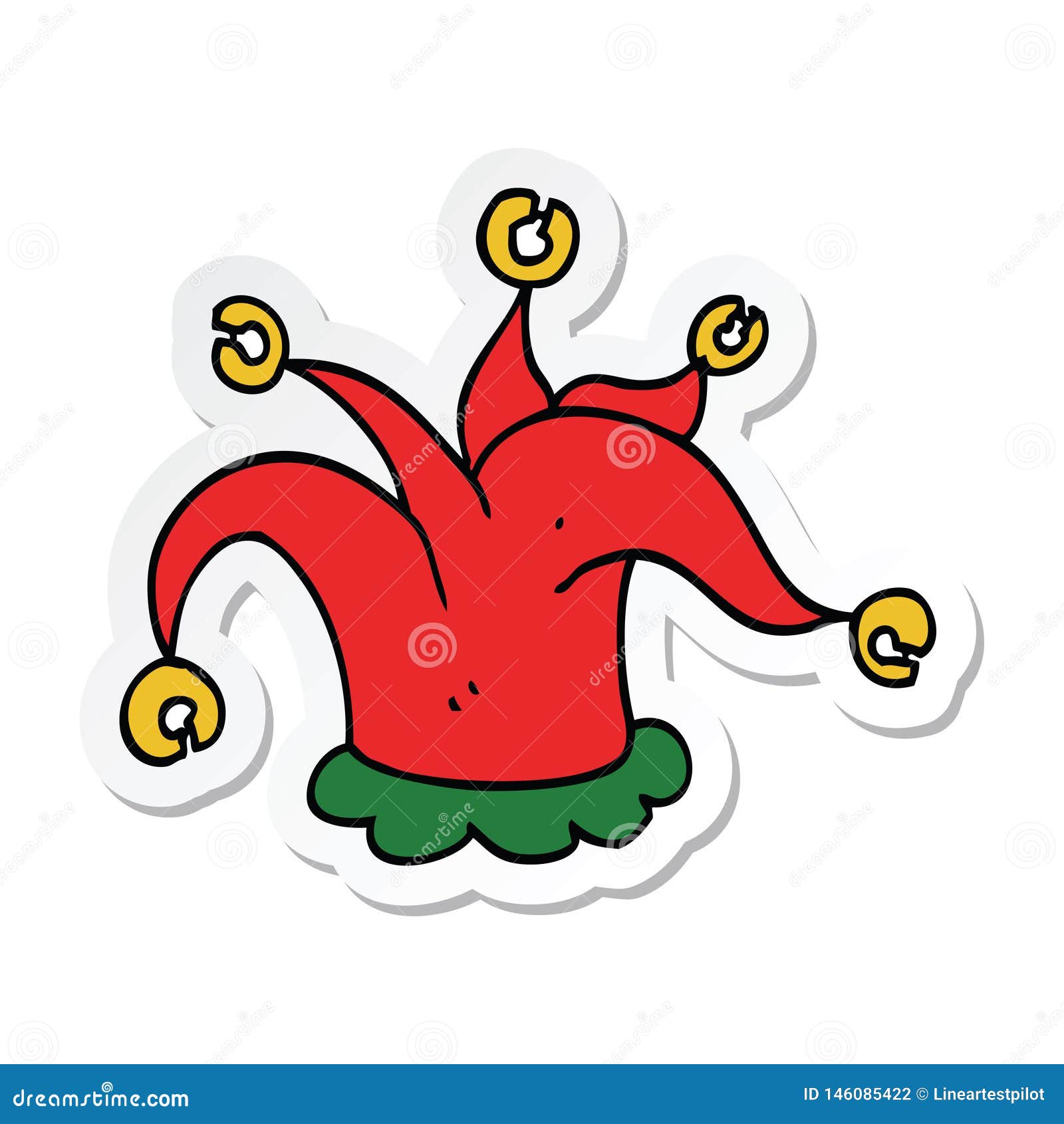 Sticker of a Cartoon Jester Hat Stock Vector - Illustration of quirky ...