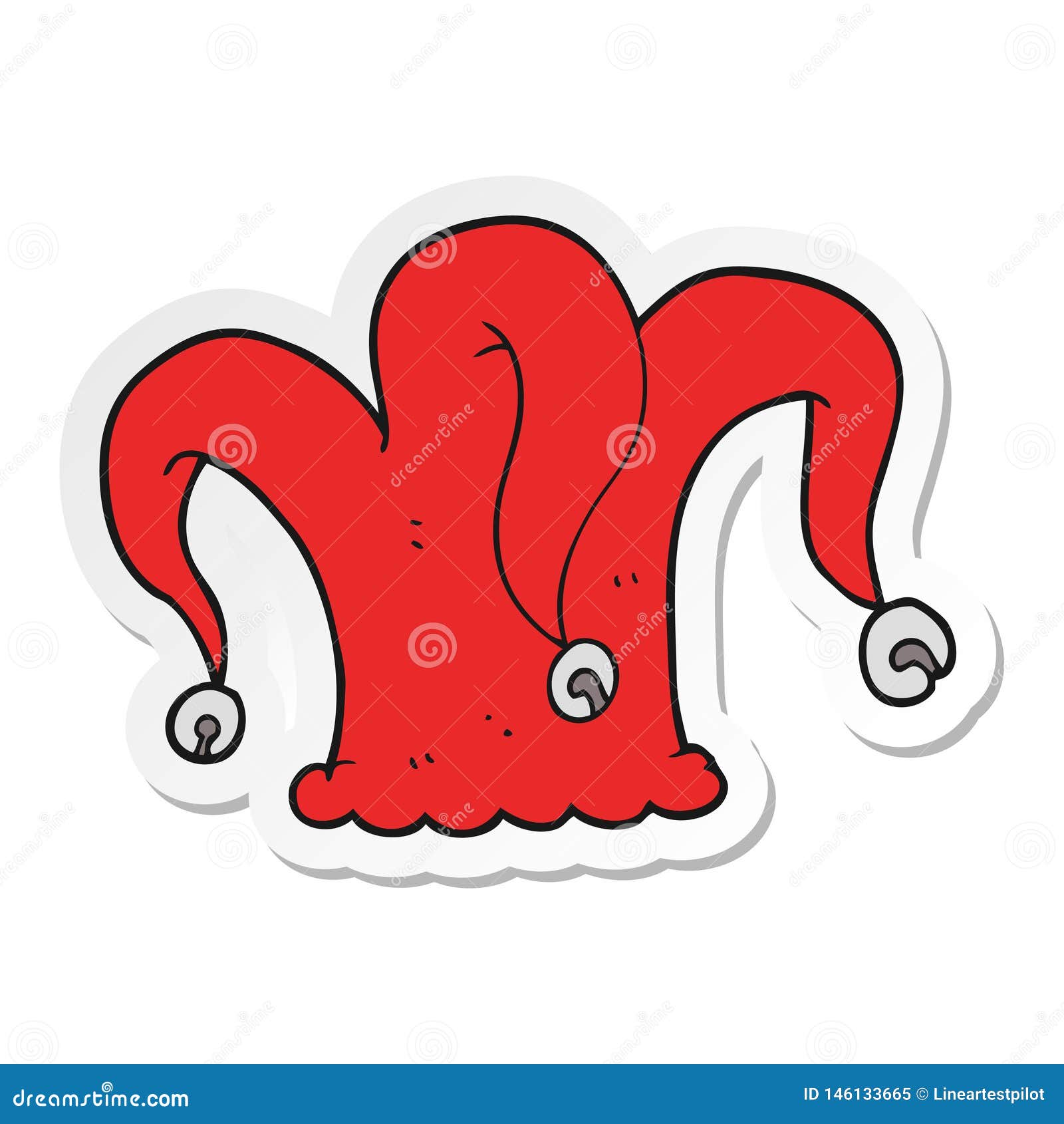 Sticker of a Cartoon Jester Hat Stock Vector - Illustration of ...