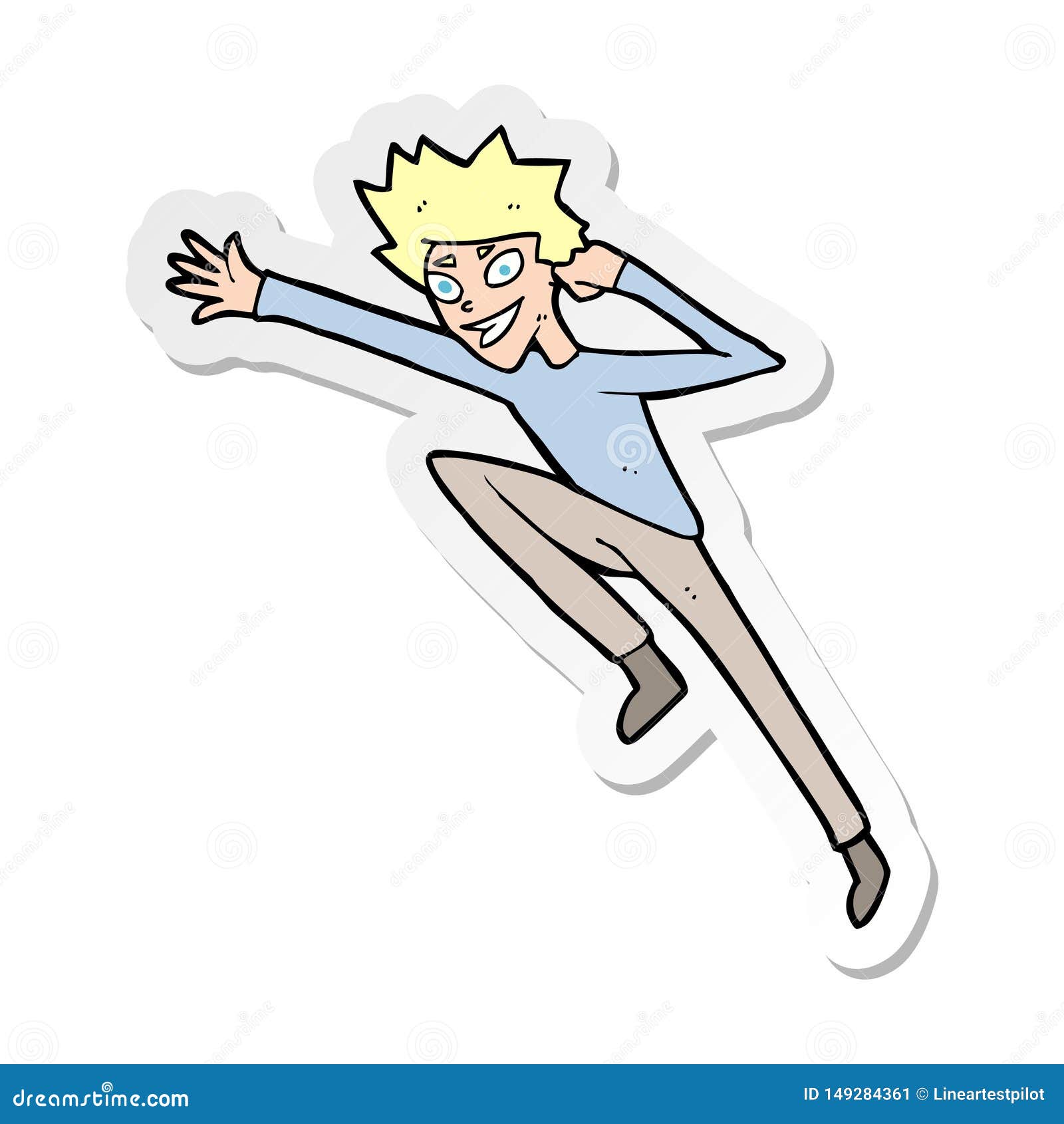 Sticker of a Cartoon Jumping Man Stock Vector - Illustration of ...