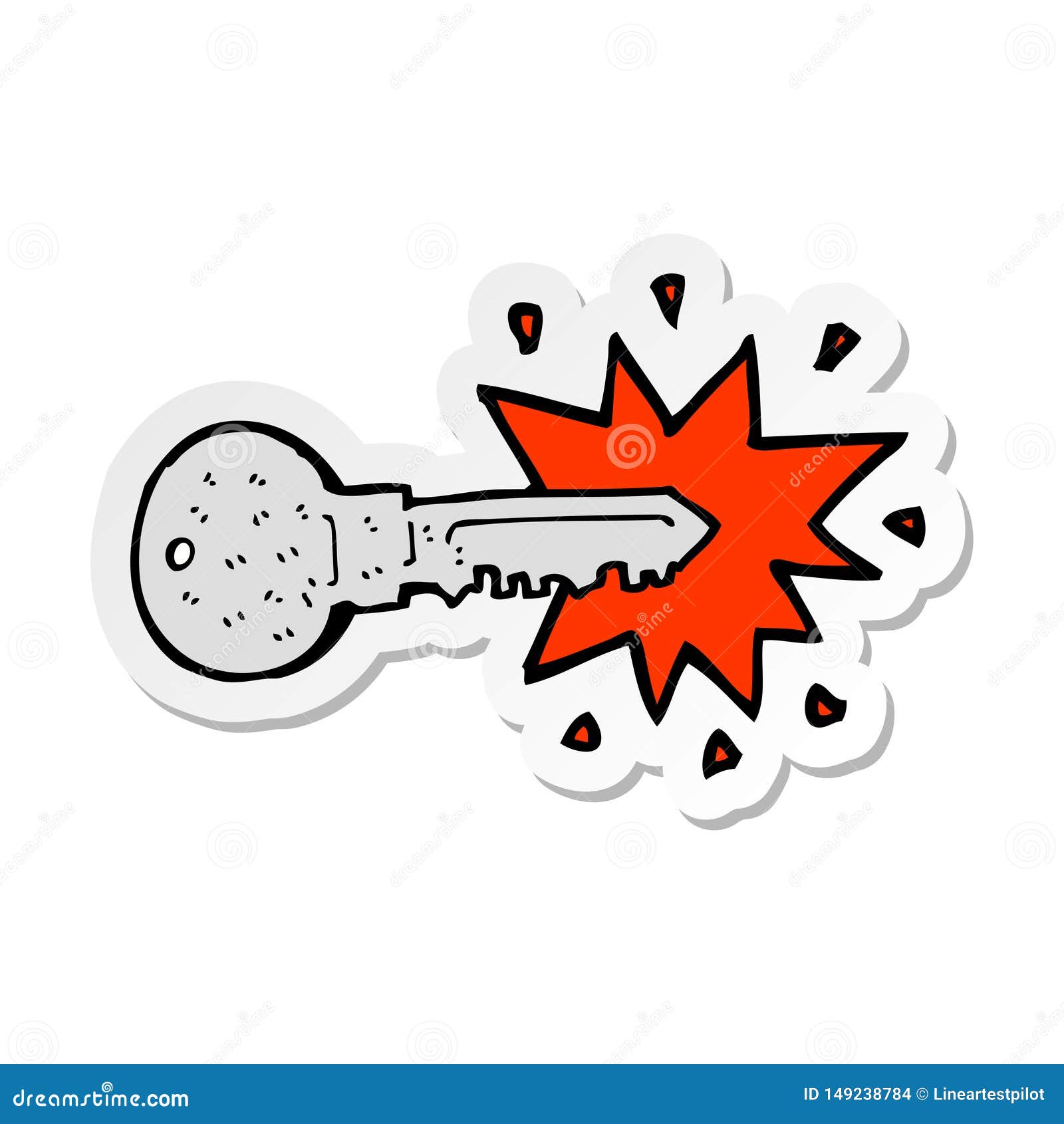Sticker of a cartoon key stock vector. Illustration of quirky - 149238784