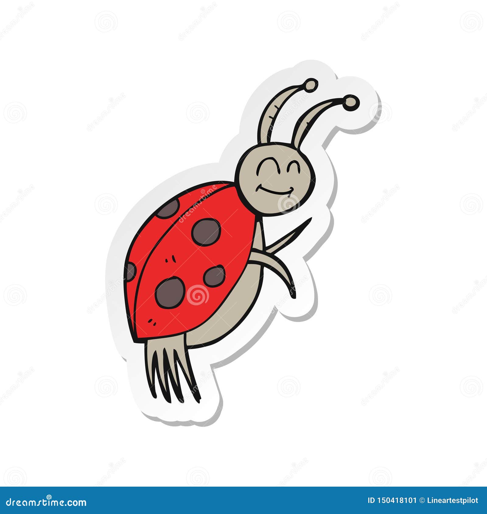 Sticker of a Cartoon Ladybug Stock Vector - Illustration of drawing ...