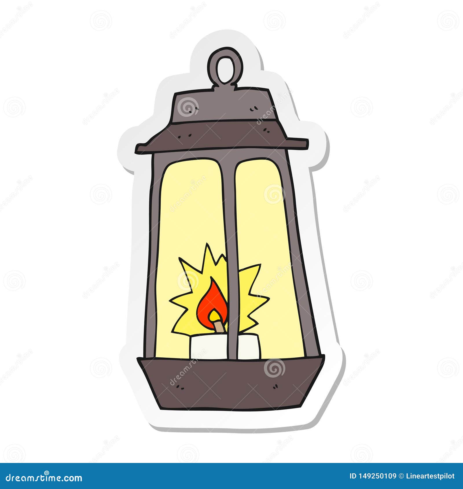 Sticker of a Cartoon Lantern Stock Vector - Illustration of drawing ...