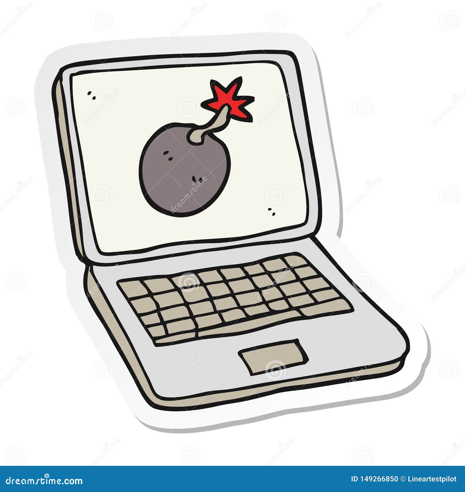 Sticker of a Cartoon Laptop Computer with Error Screen Stock Vector ...