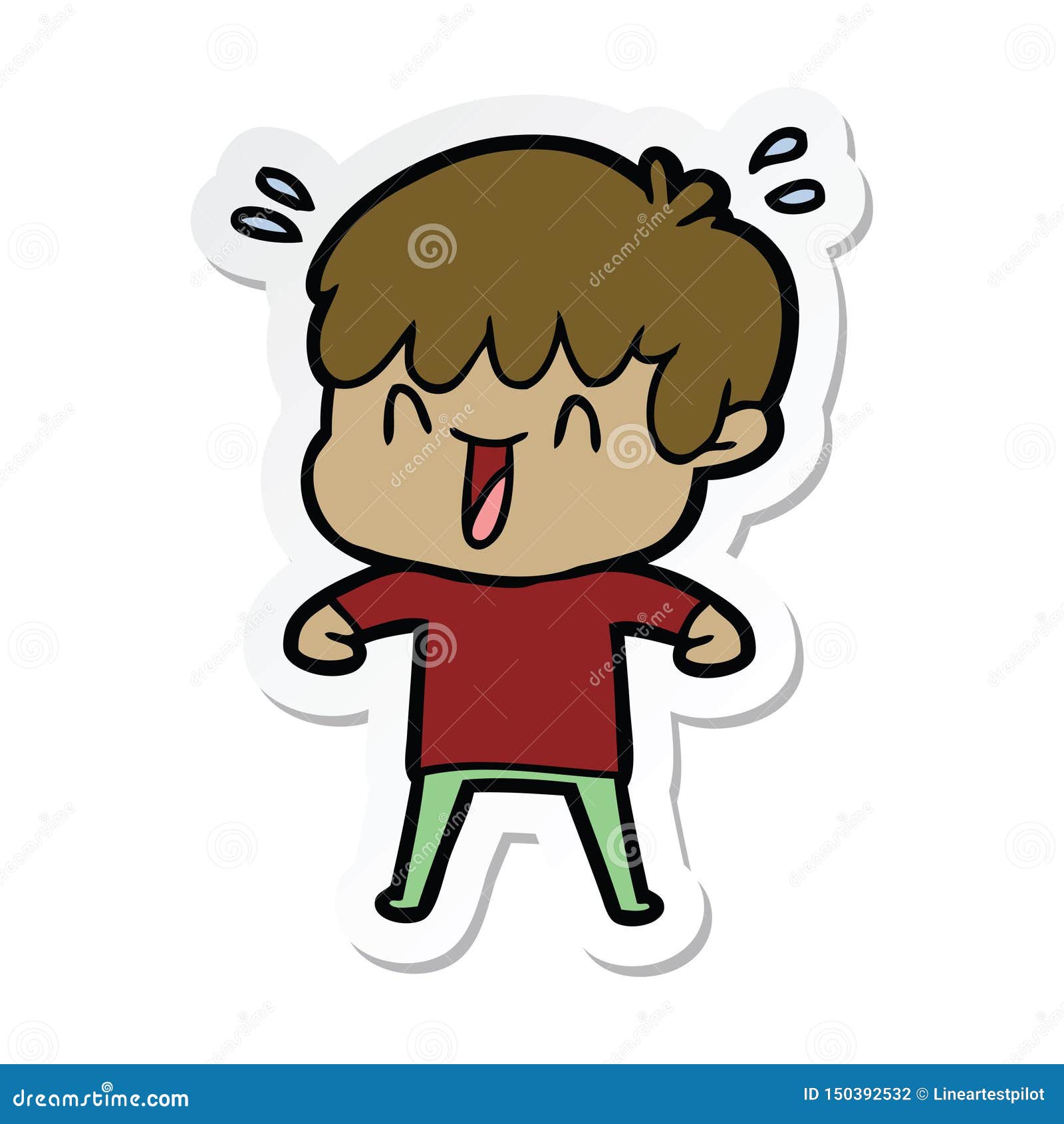 Sticker of a Cartoon Laughing Boy Stock Vector - Illustration of funny ...