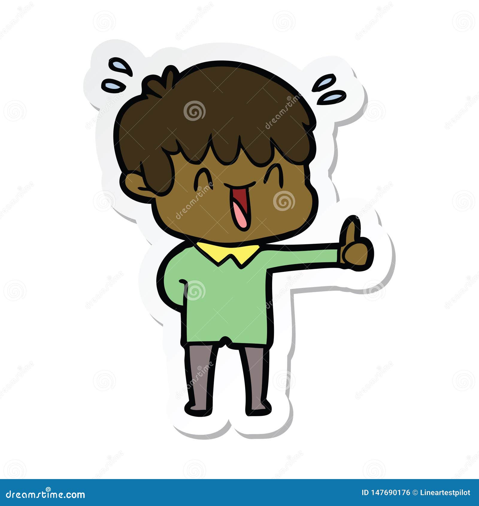 Sticker of a Cartoon Laughing Boy Stock Vector - Illustration of ...