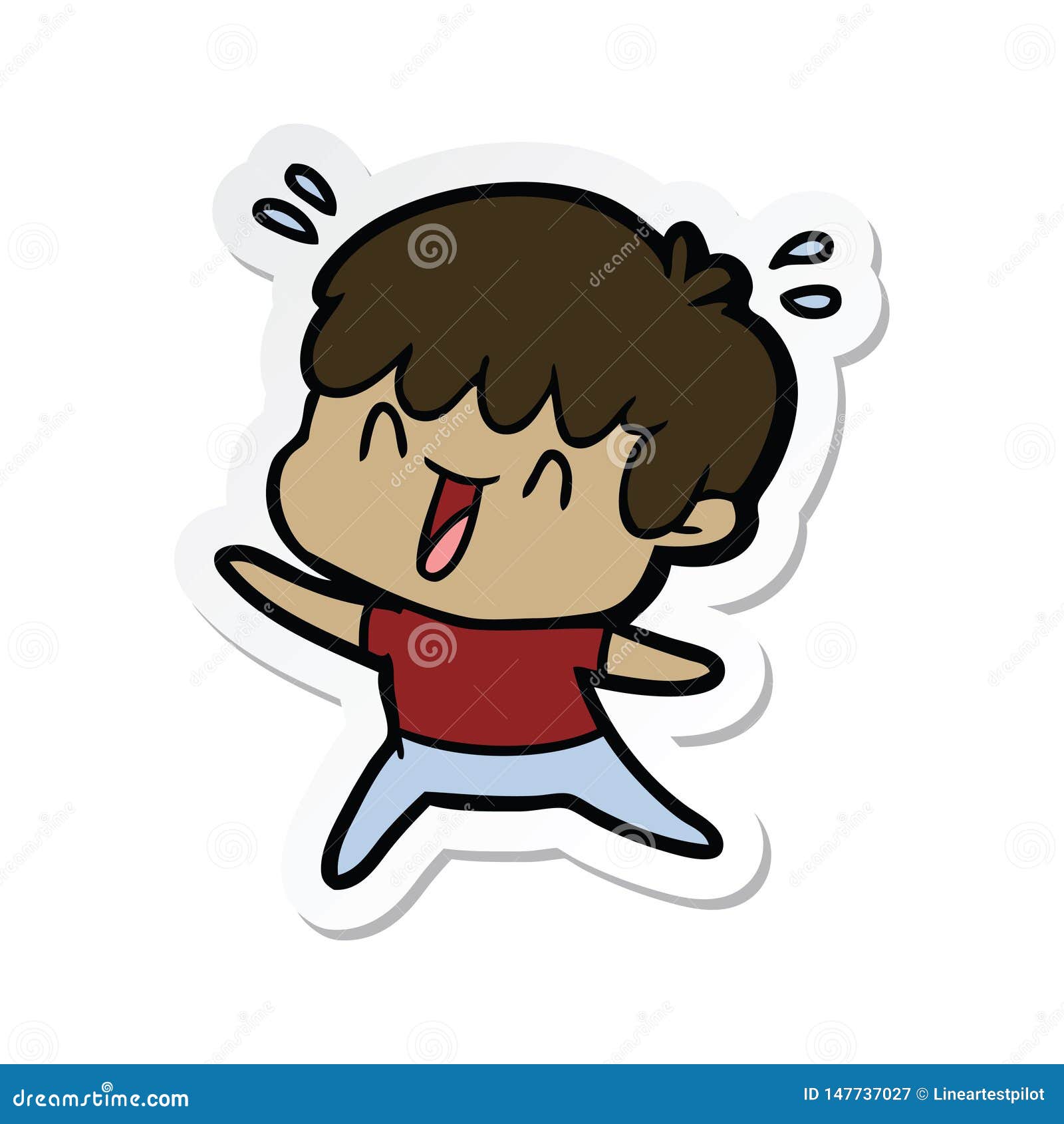 Sticker of a Cartoon Laughing Boy Stock Vector - Illustration of ...
