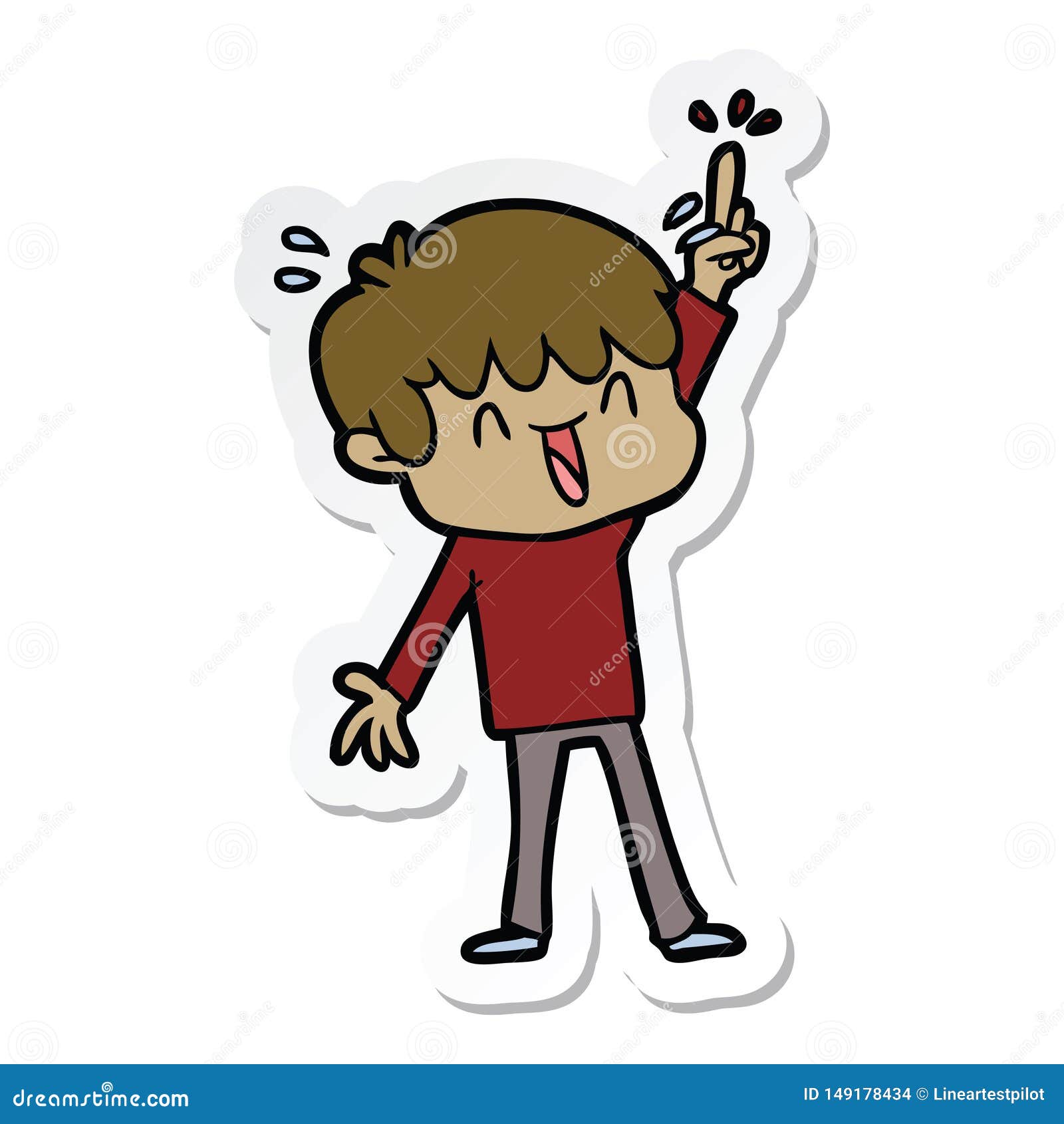 Sticker of a Cartoon Laughing Boy Stock Vector - Illustration of retro ...