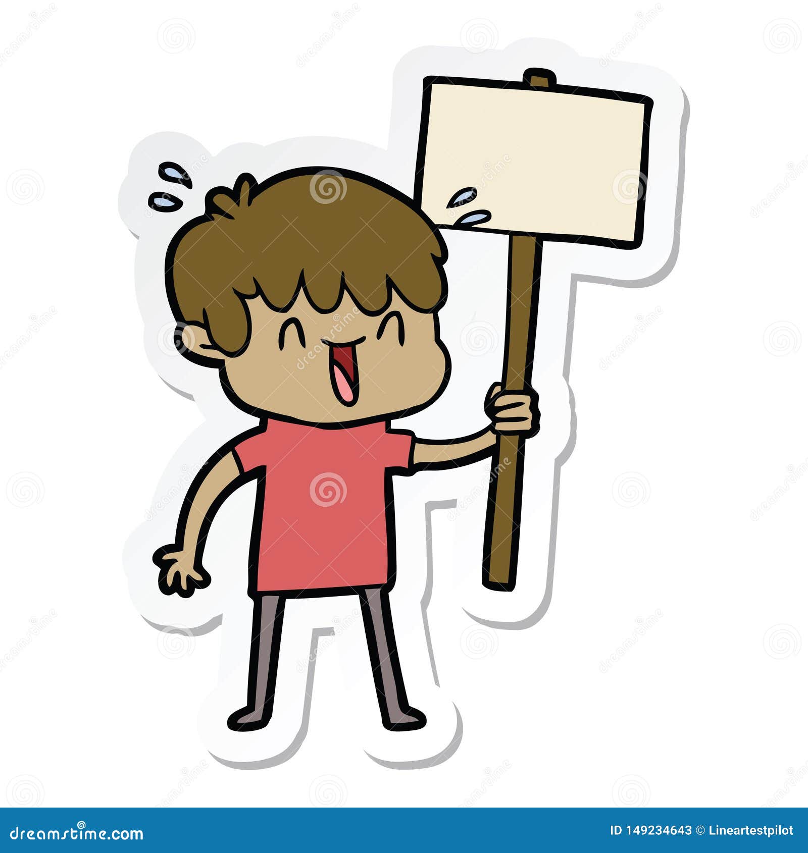 Sticker of a Cartoon Laughing Boy Stock Vector - Illustration of people ...