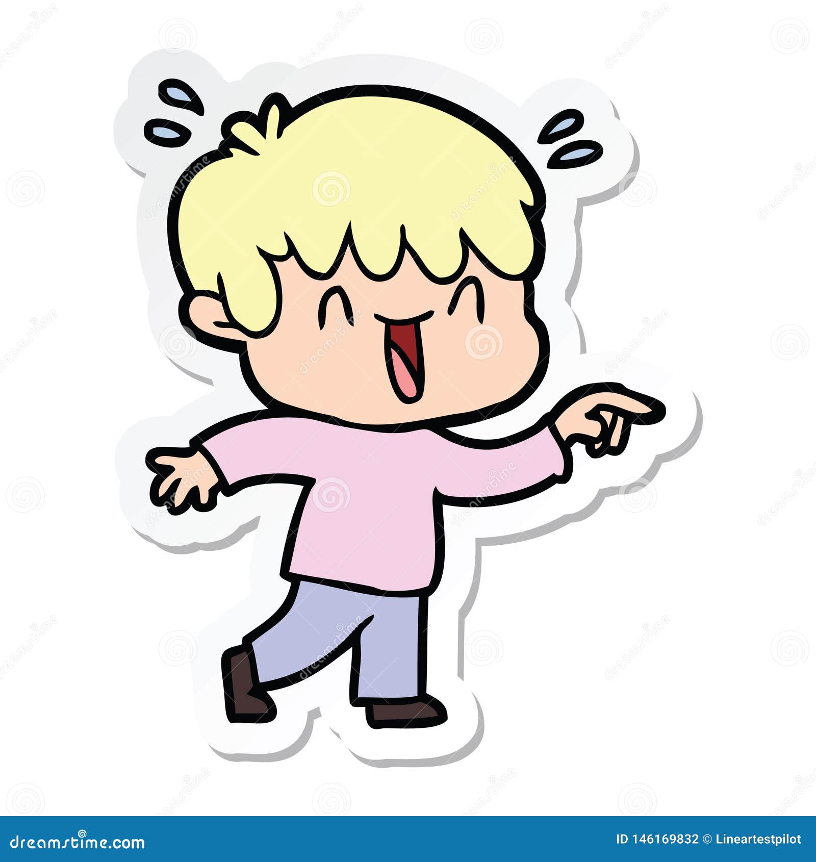 Sticker of a Cartoon Laughing Boy Stock Vector - Illustration of happy ...