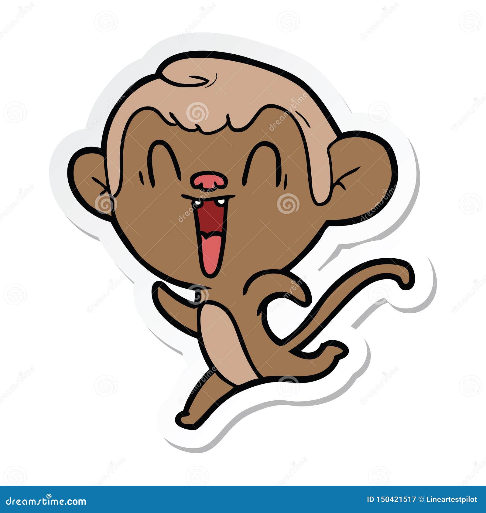 Sticker of a Cartoon Laughing Monkey Stock Vector - Illustration of ...