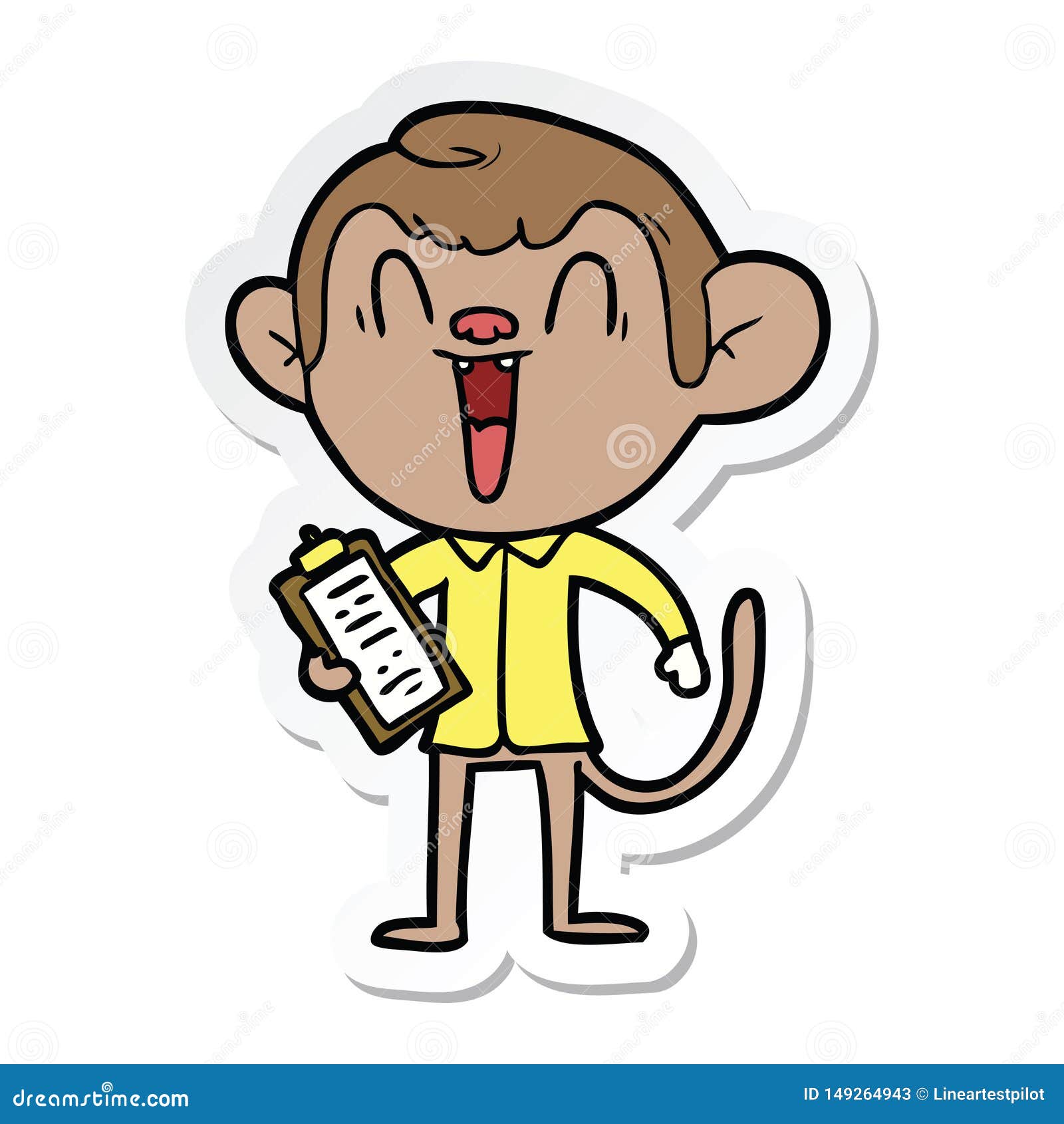 Sticker of a Cartoon Laughing Monkey Stock Vector - Illustration of ...