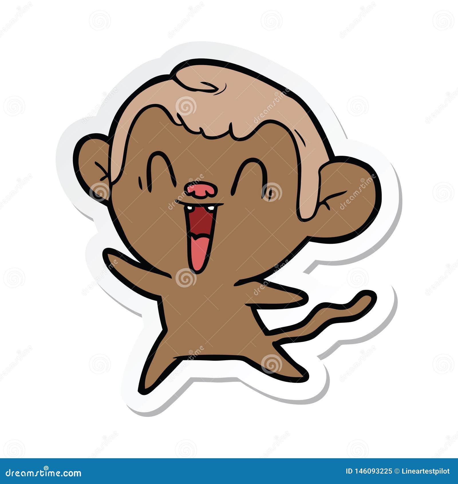 Sticker of a Cartoon Laughing Monkey Stock Vector - Illustration of ...