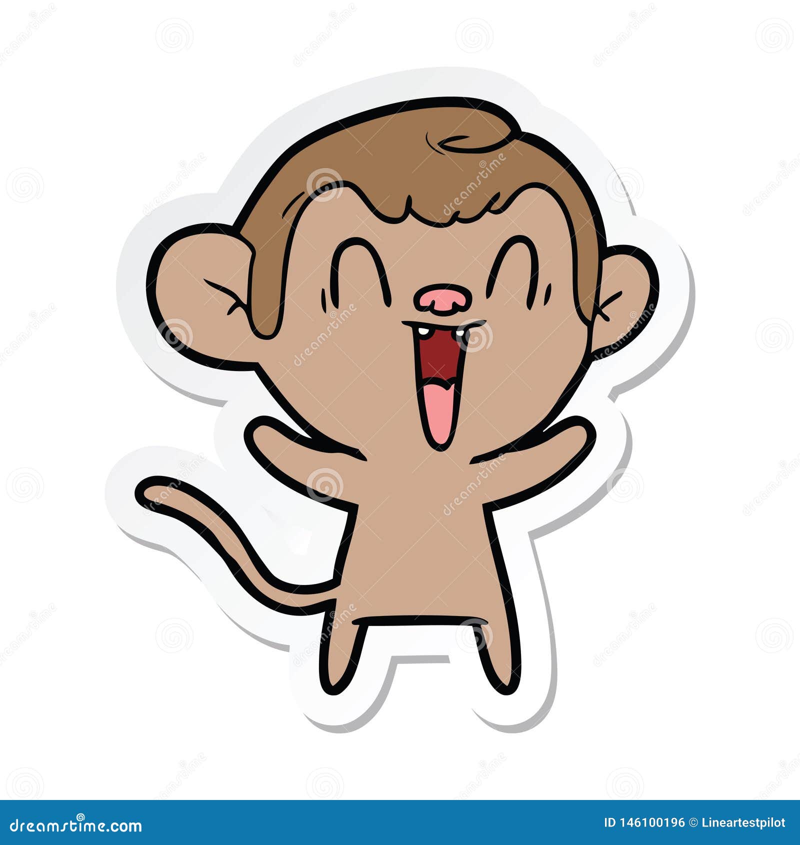 Sticker of a Cartoon Laughing Monkey Stock Vector - Illustration of ...
