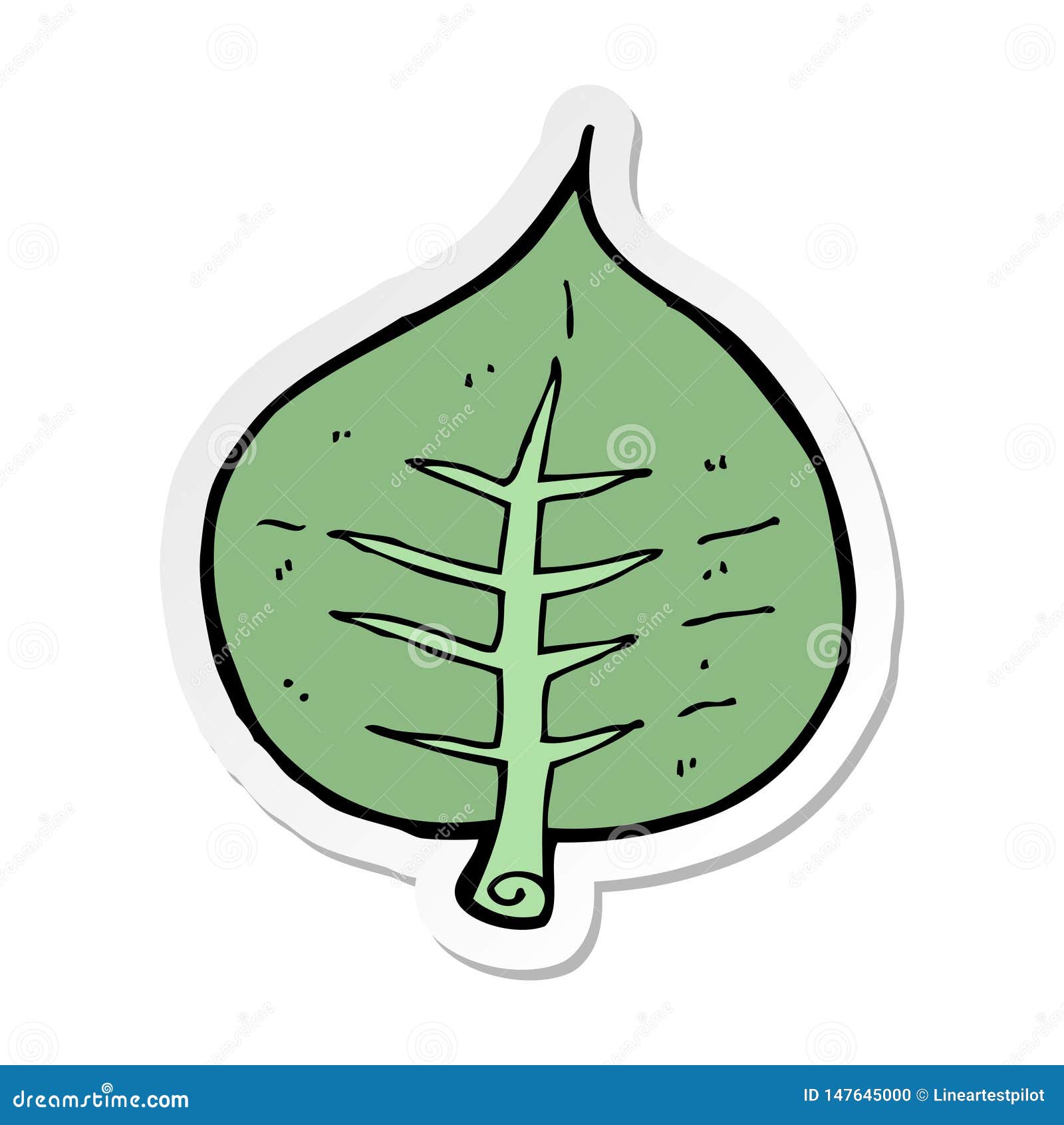 Sticker of a cartoon leaf stock vector. Illustration of simple - 147645000