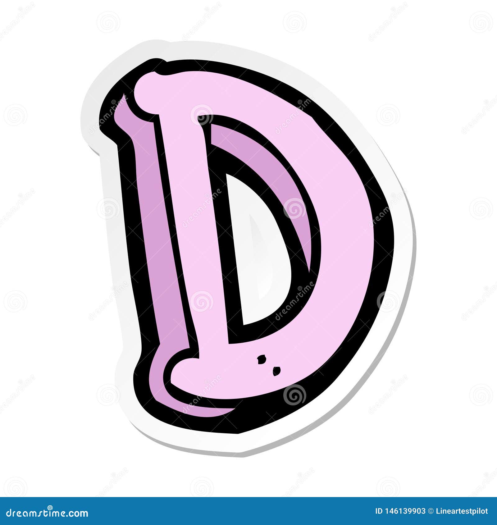 Sticker of a Cartoon Letter D Stock Vector - Illustration of clip, icon ...
