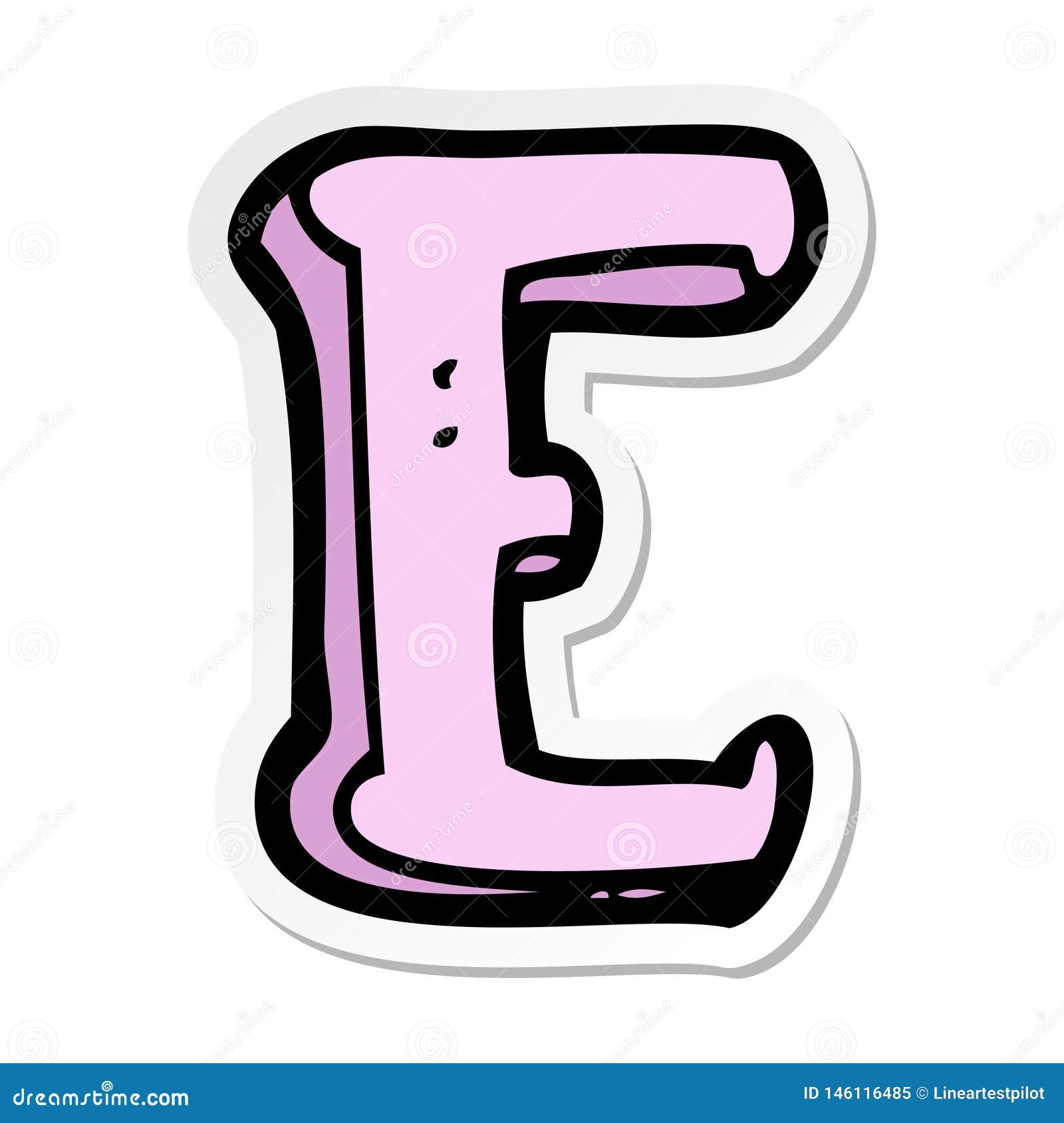 Sticker of a Cartoon Letter E Stock Vector - Illustration of cute, hand ...