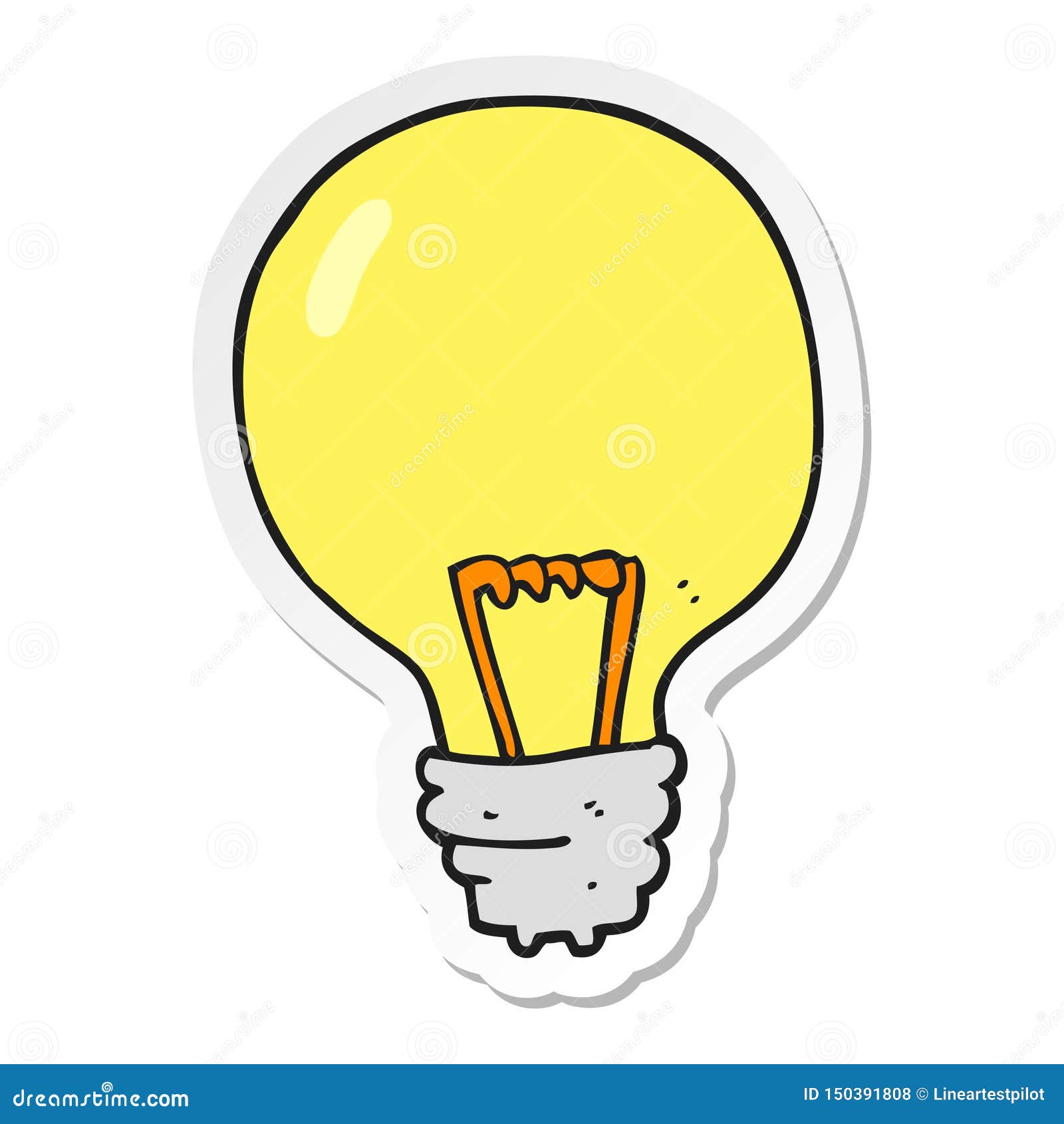 Sticker of a Cartoon Light Bulb Stock Vector - Illustration of quirky ...