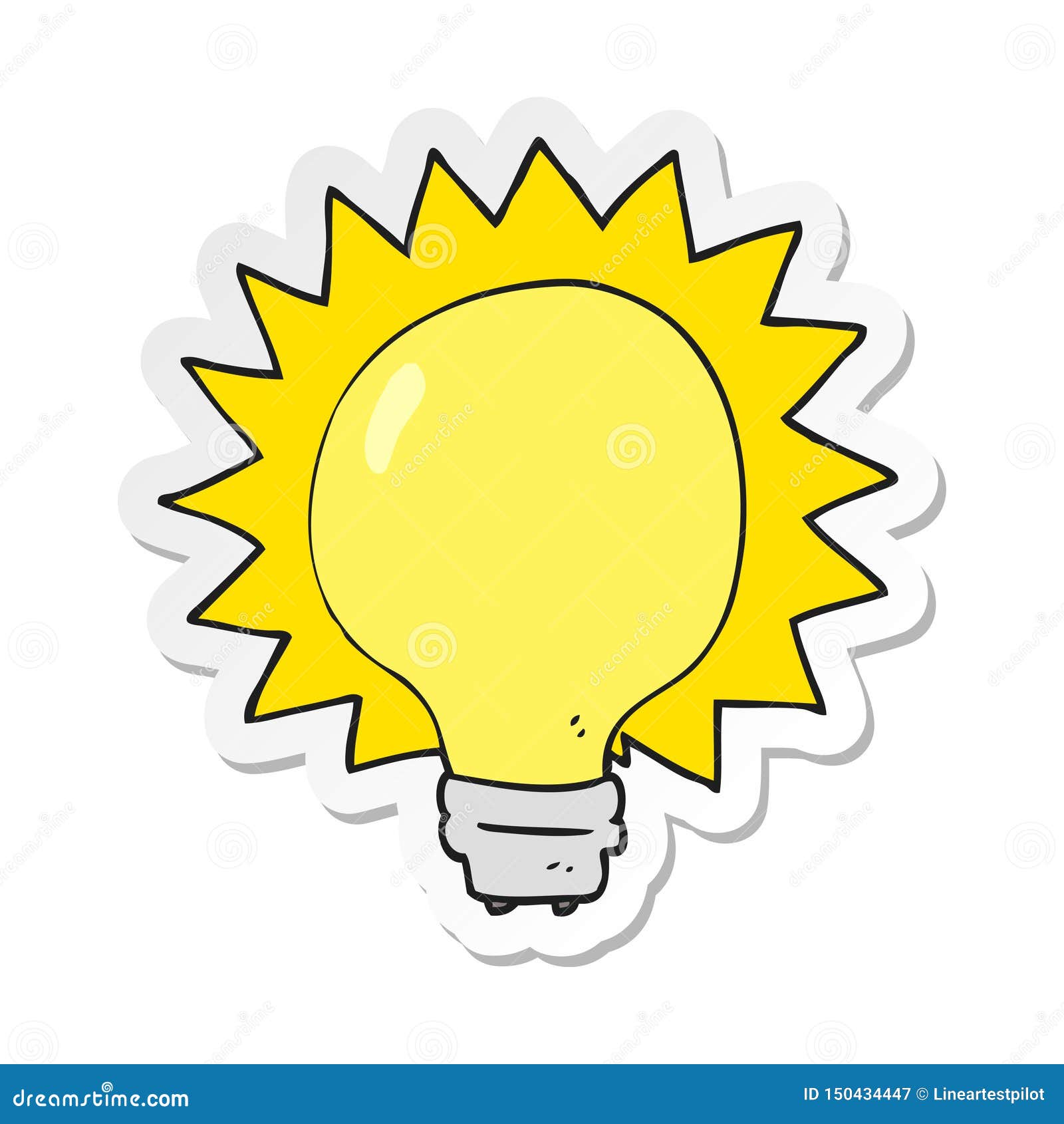 Sticker of a Cartoon Light Bulb Stock Vector - Illustration of quirky ...