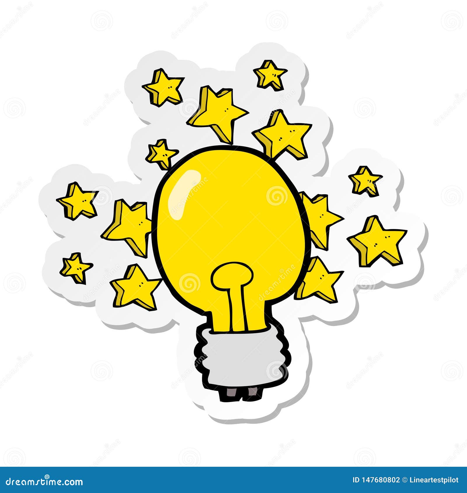 Sticker of a Cartoon Light Bulb Stock Vector - Illustration of drawing ...