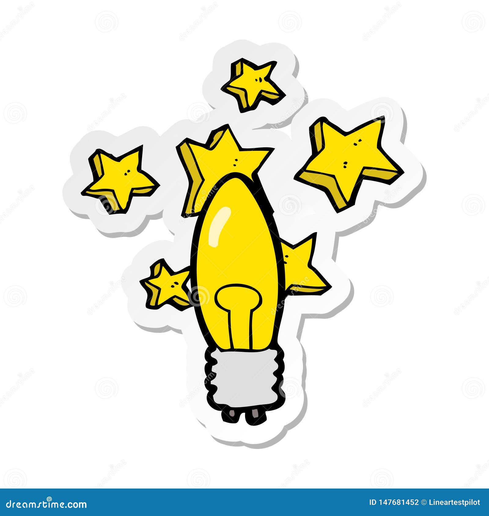 Sticker of a Cartoon Light Bulb Stock Vector - Illustration of shining ...