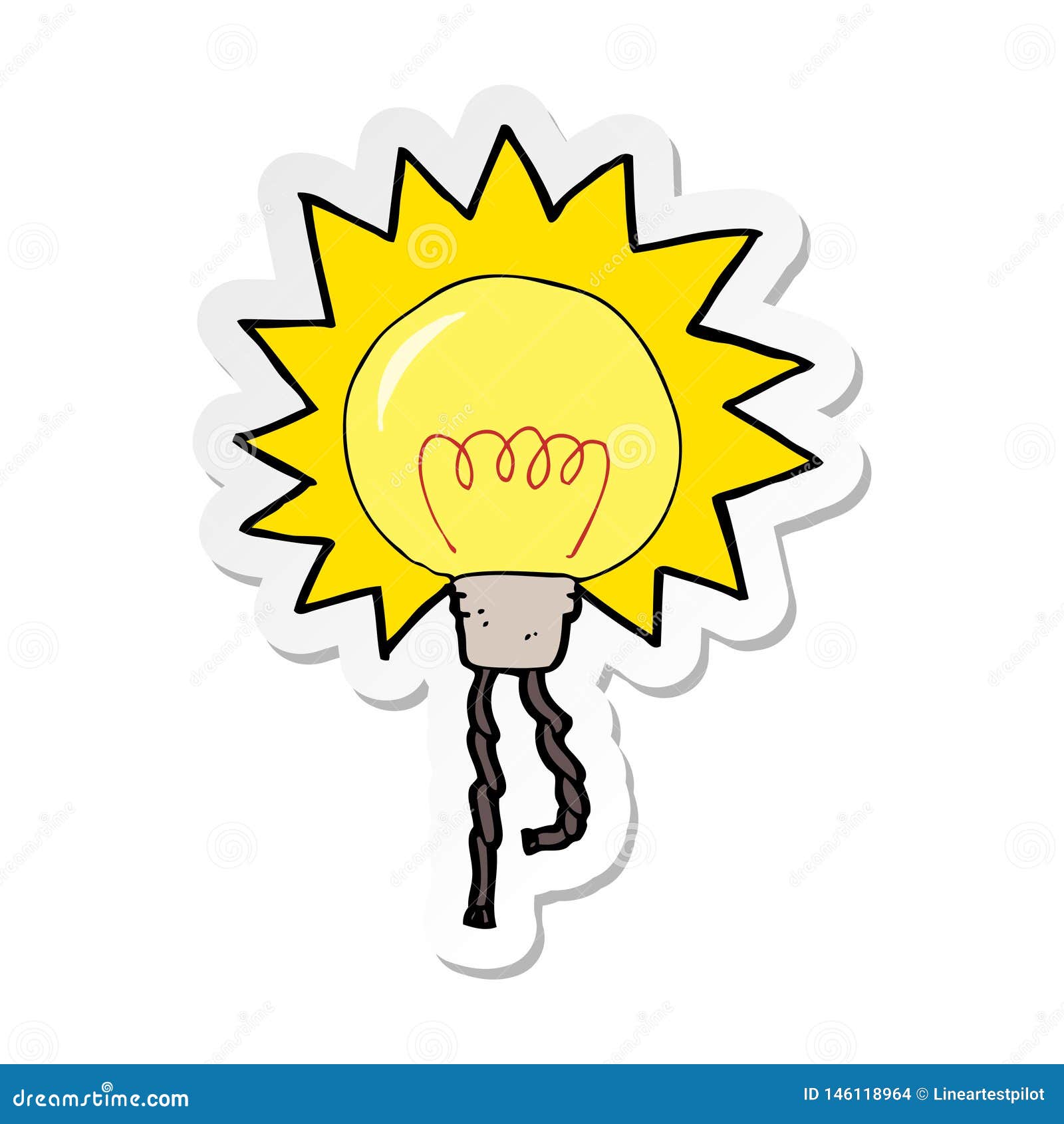 Sticker of a Cartoon Light Bulb Stock Vector - Illustration of funny ...
