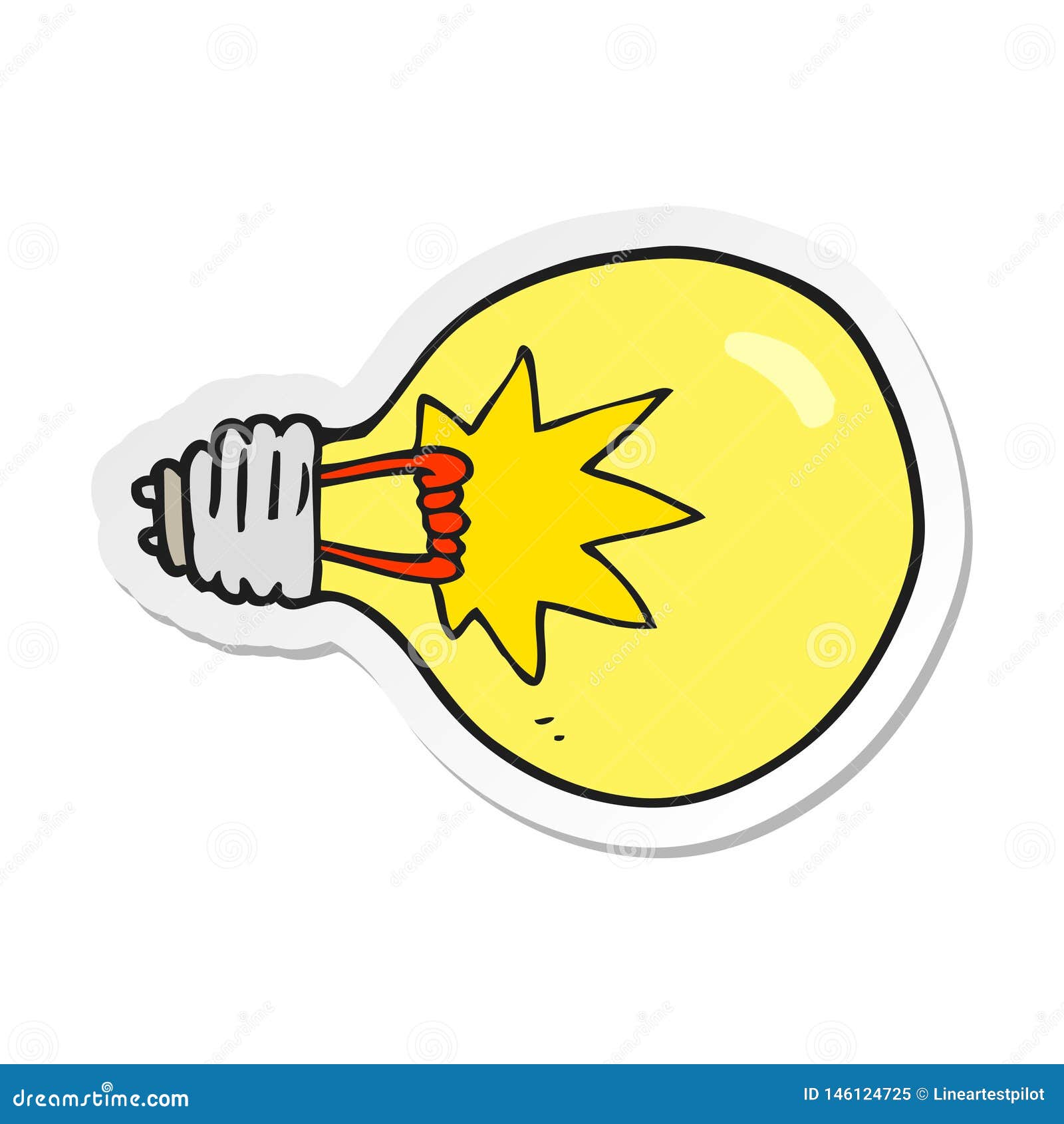 Sticker of a Cartoon Light Bulb Stock Vector - Illustration of electric ...