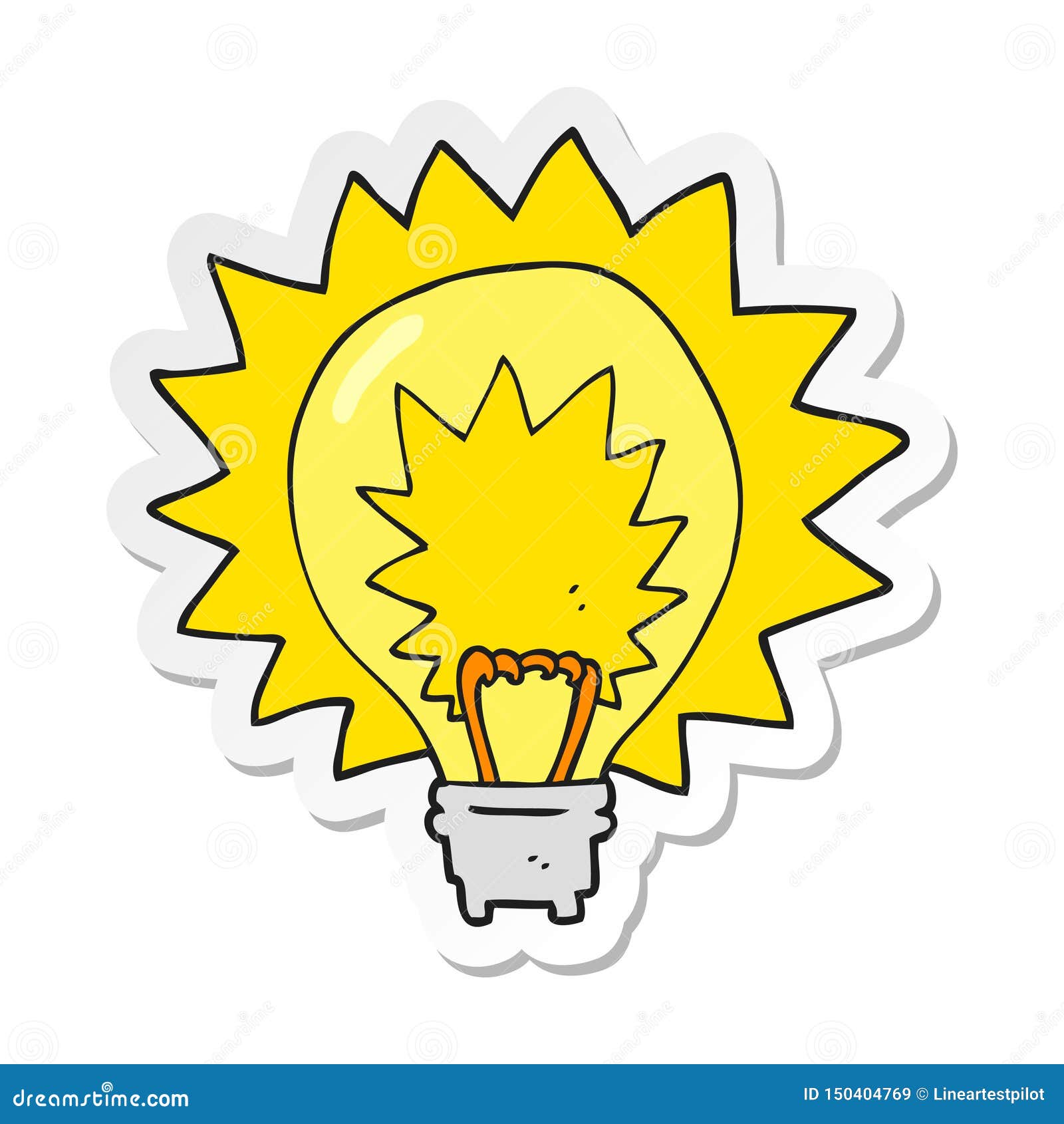 Sticker of a Cartoon Light Bulb Shining Stock Vector - Illustration of ...