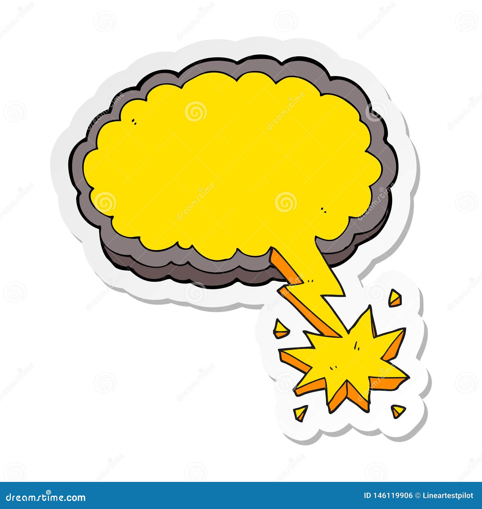 Sticker of a Cartoon Lighting Strike Symbol Stock Vector - Illustration ...