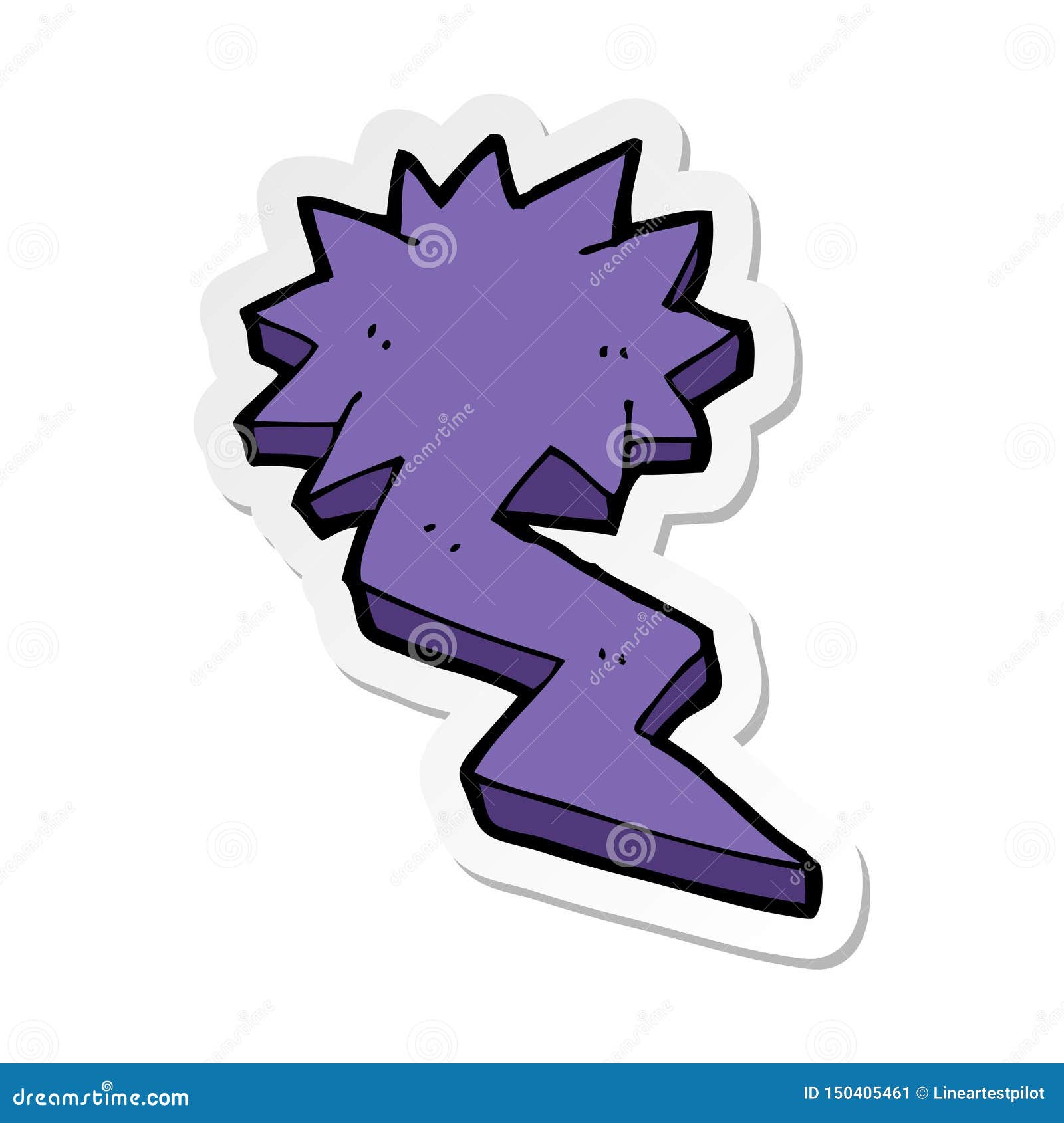 Sticker of a Cartoon Lightning Bolt Symbol Stock Vector - Illustration ...