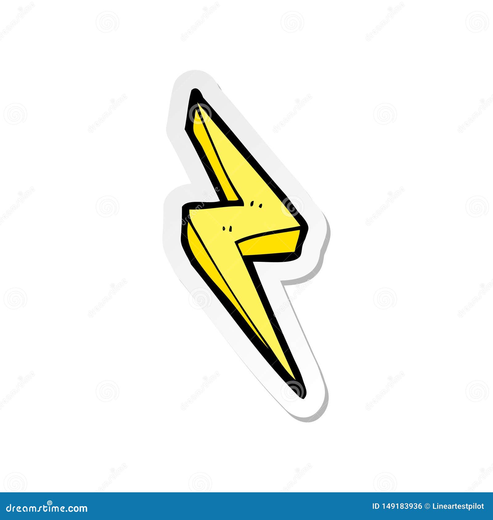 Sticker of a Cartoon Lightning Bolt Symbol Stock Vector - Illustration ...