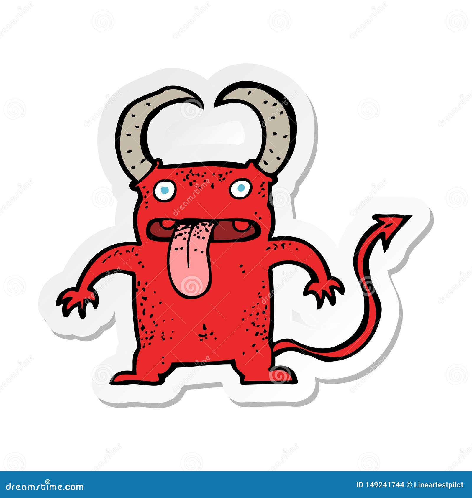 Sticker of a Cartoon Little Devil Stock Vector - Illustration of funny ...