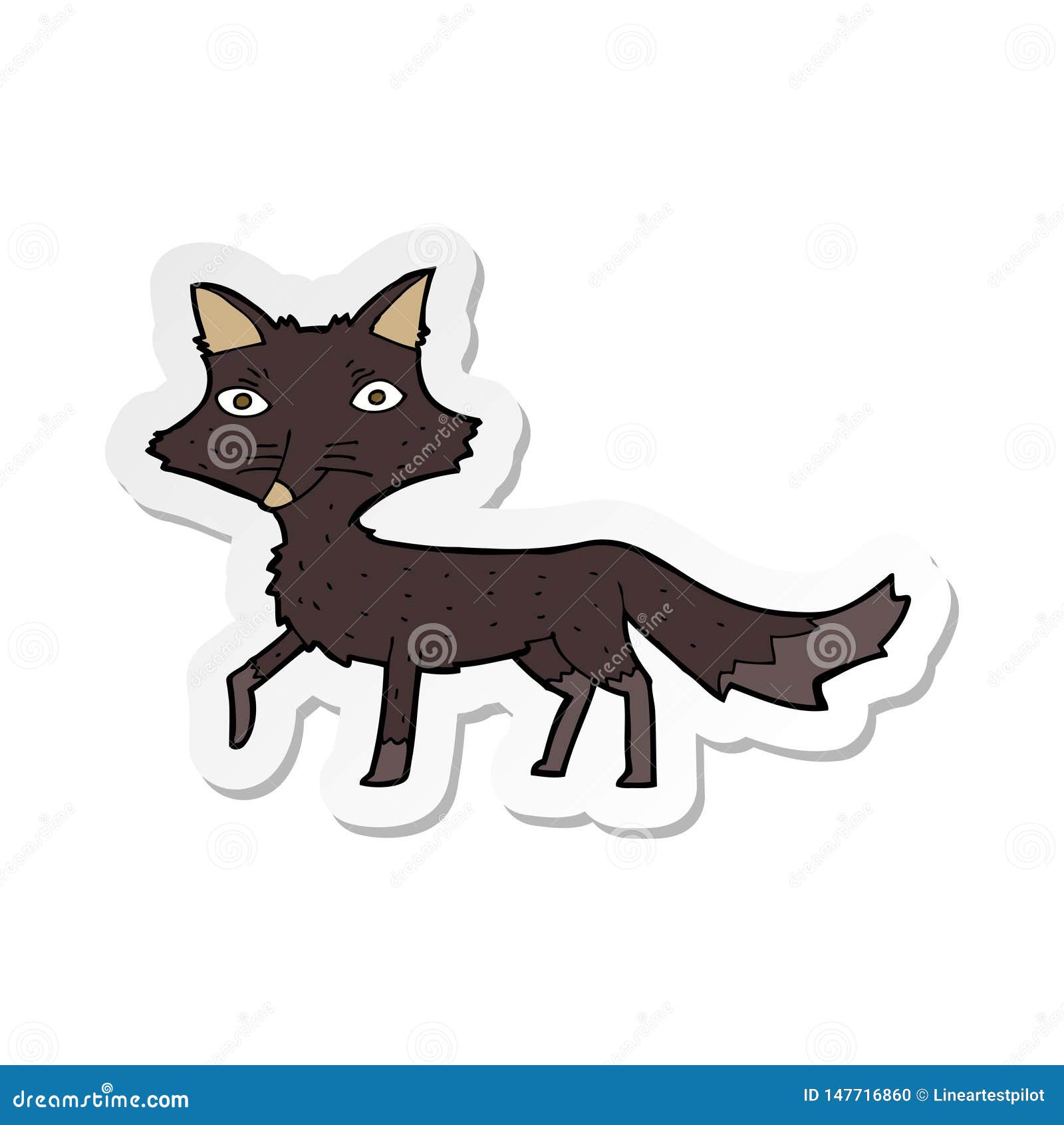 Sticker of a Cartoon Little Wolf Stock Vector - Illustration of drawn ...