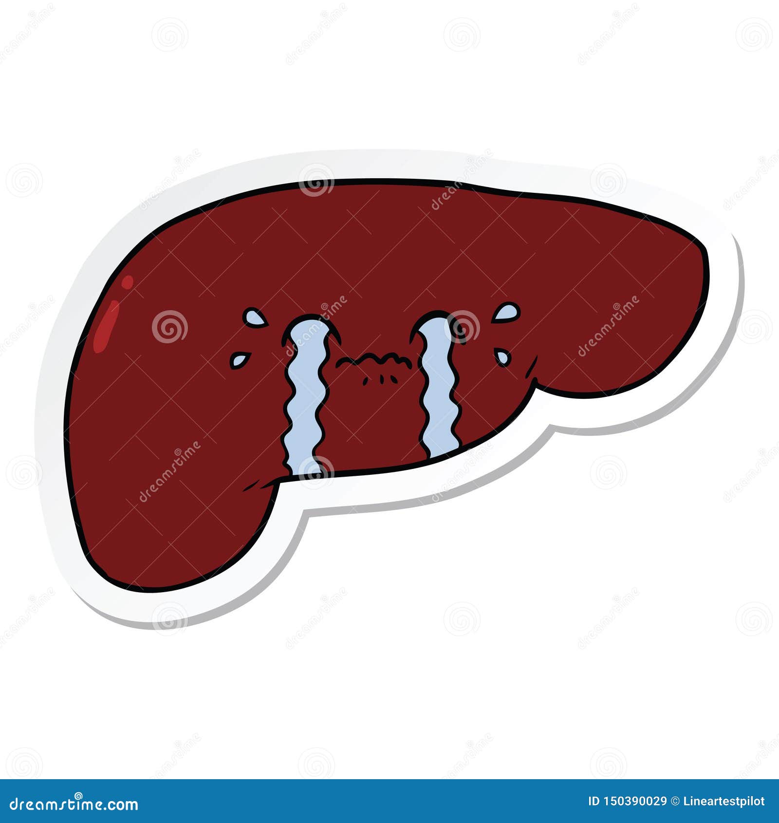 Sticker of a cartoon liver stock vector. Illustration of internal ...