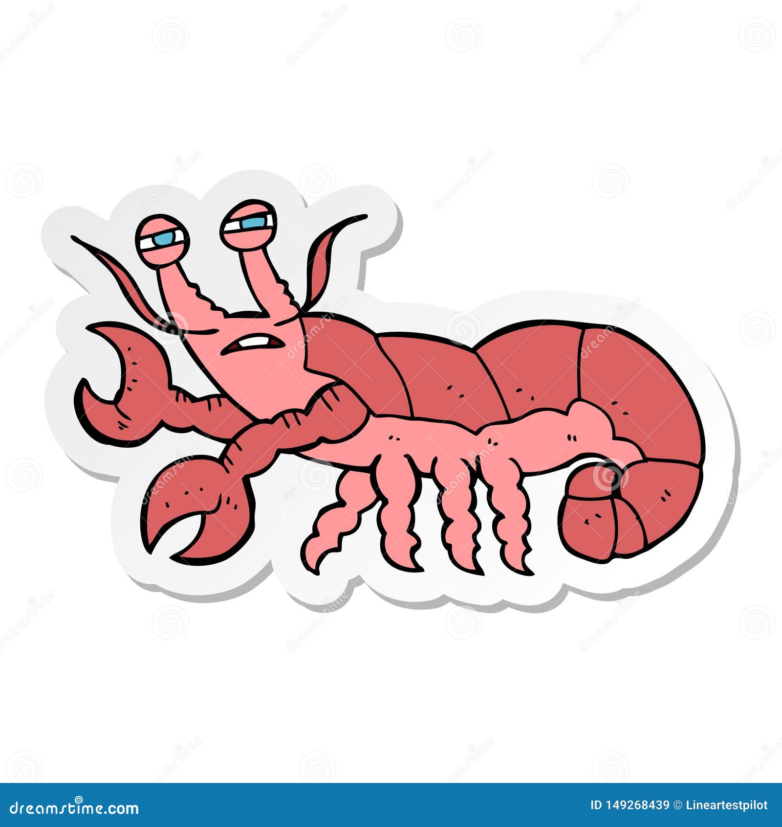 Sticker of a Cartoon Lobster Stock Vector - Illustration of traditional ...