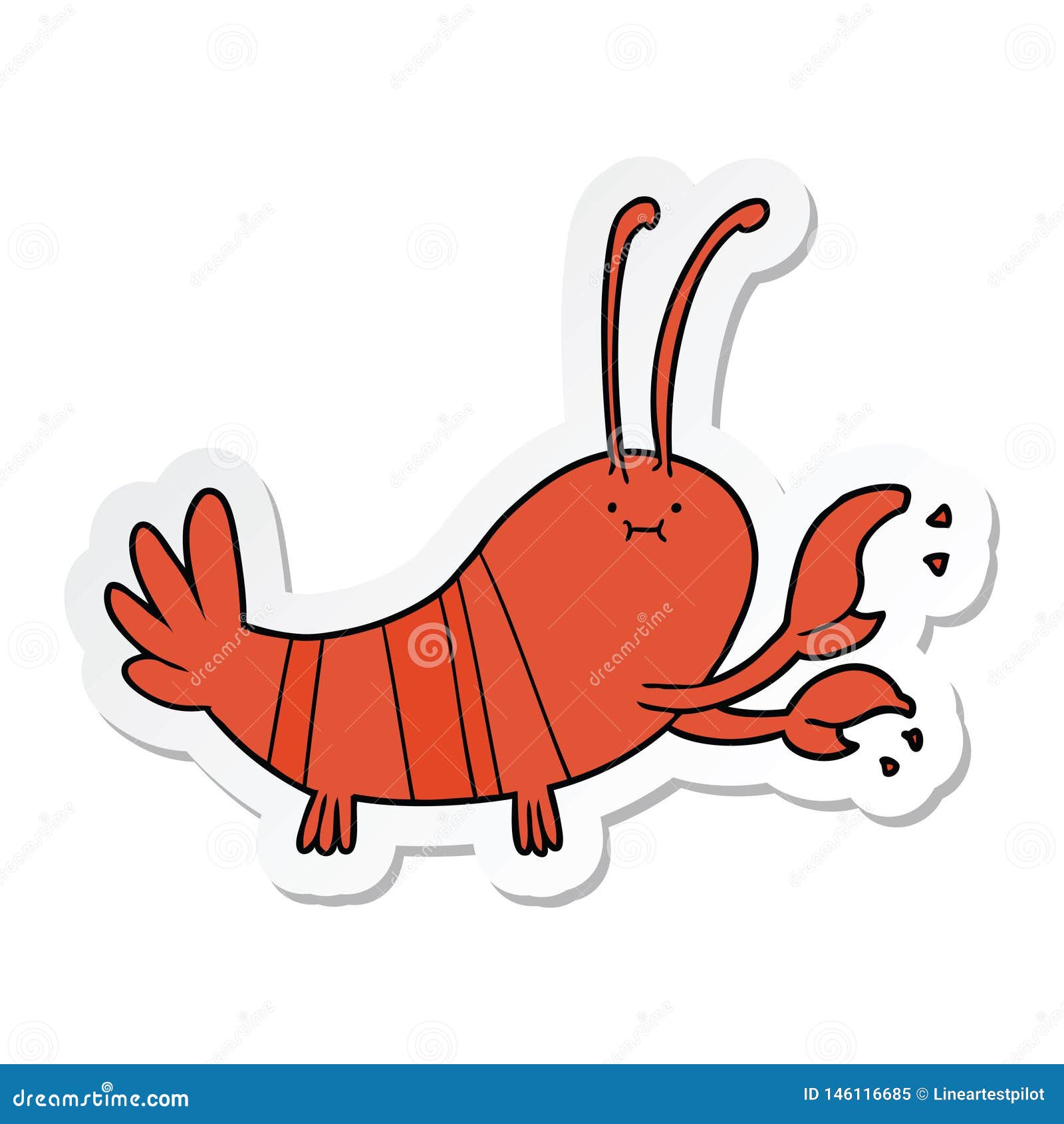 Sticker of a Cartoon Lobster Stock Vector - Illustration of sticker ...