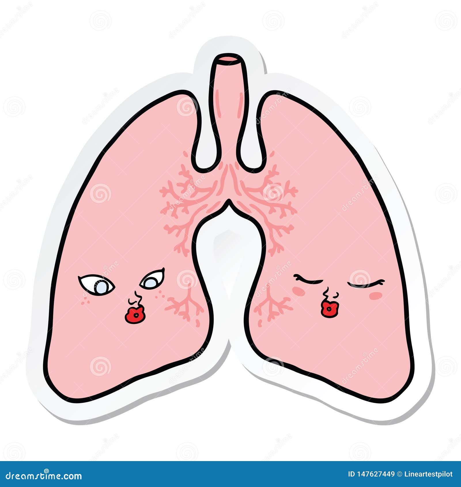 Cartoon Lungs With Magnifier And Virus Cells Over White Background ...