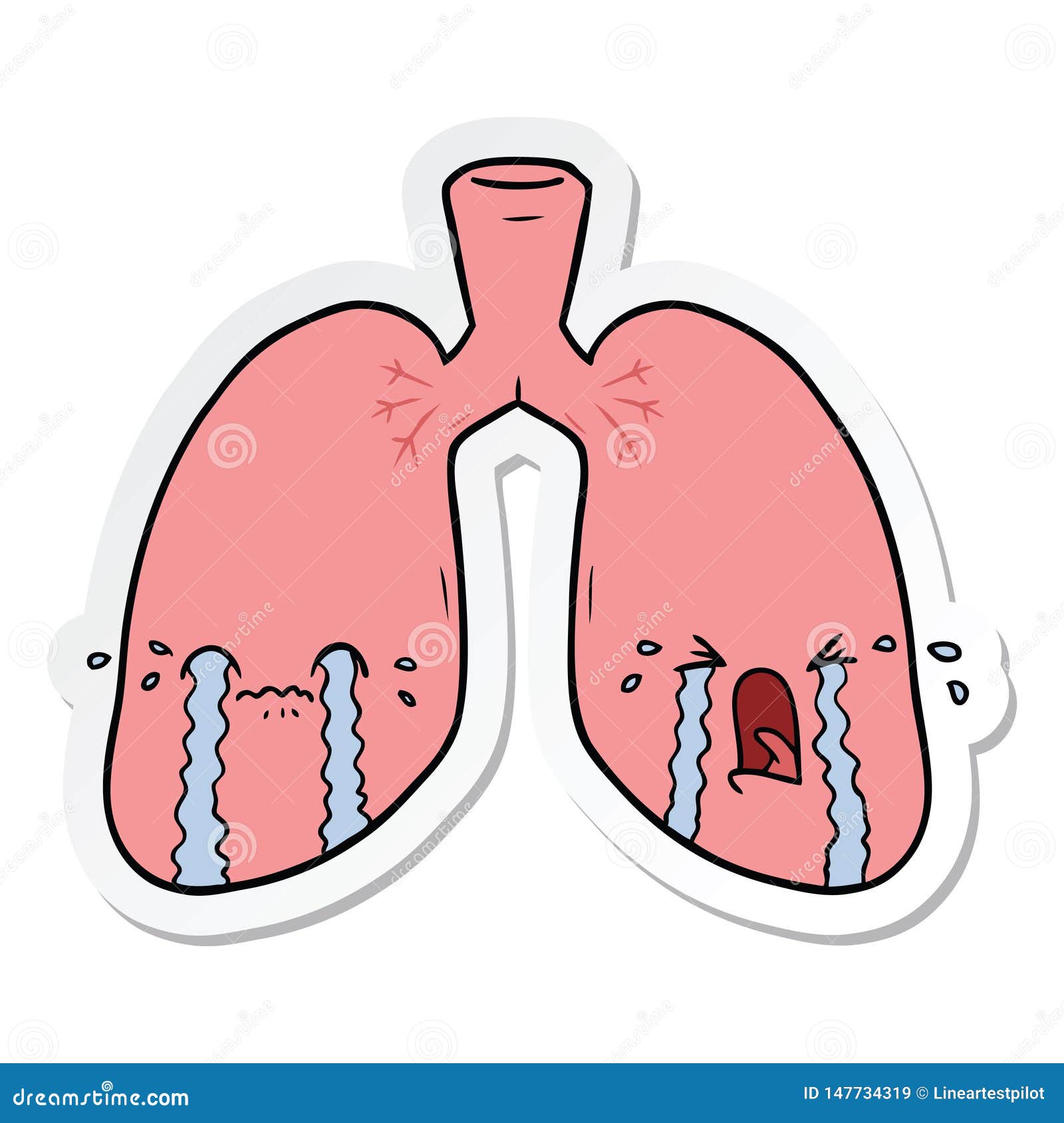 Cartoon Lungs With Magnifier And Virus Cells Over White Background ...