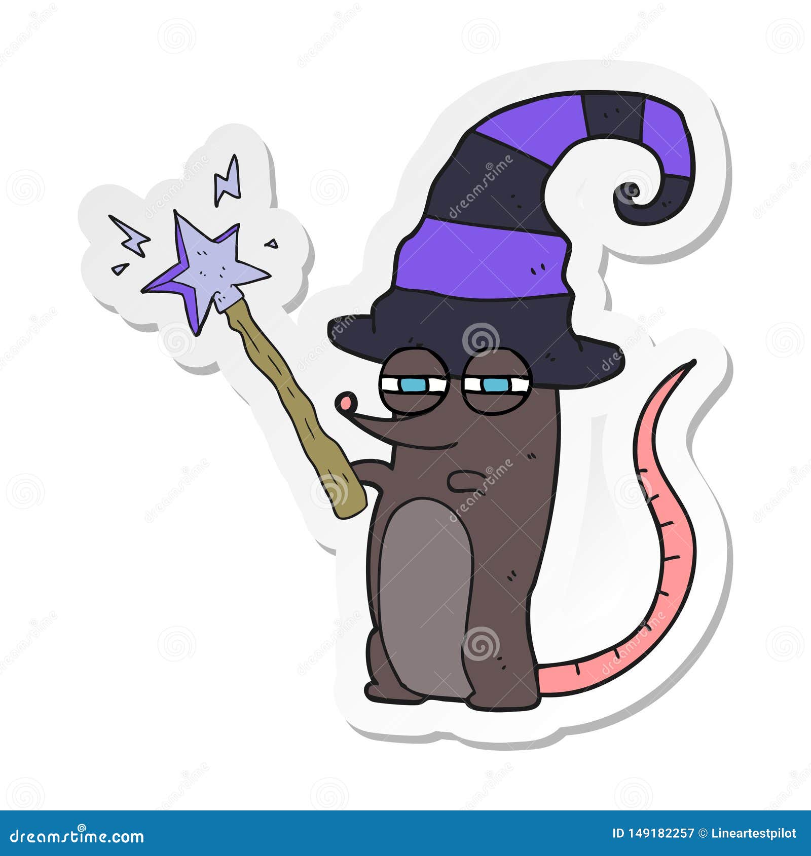 Sticker of a Cartoon Magic Witch Mouse Stock Vector - Illustration of ...