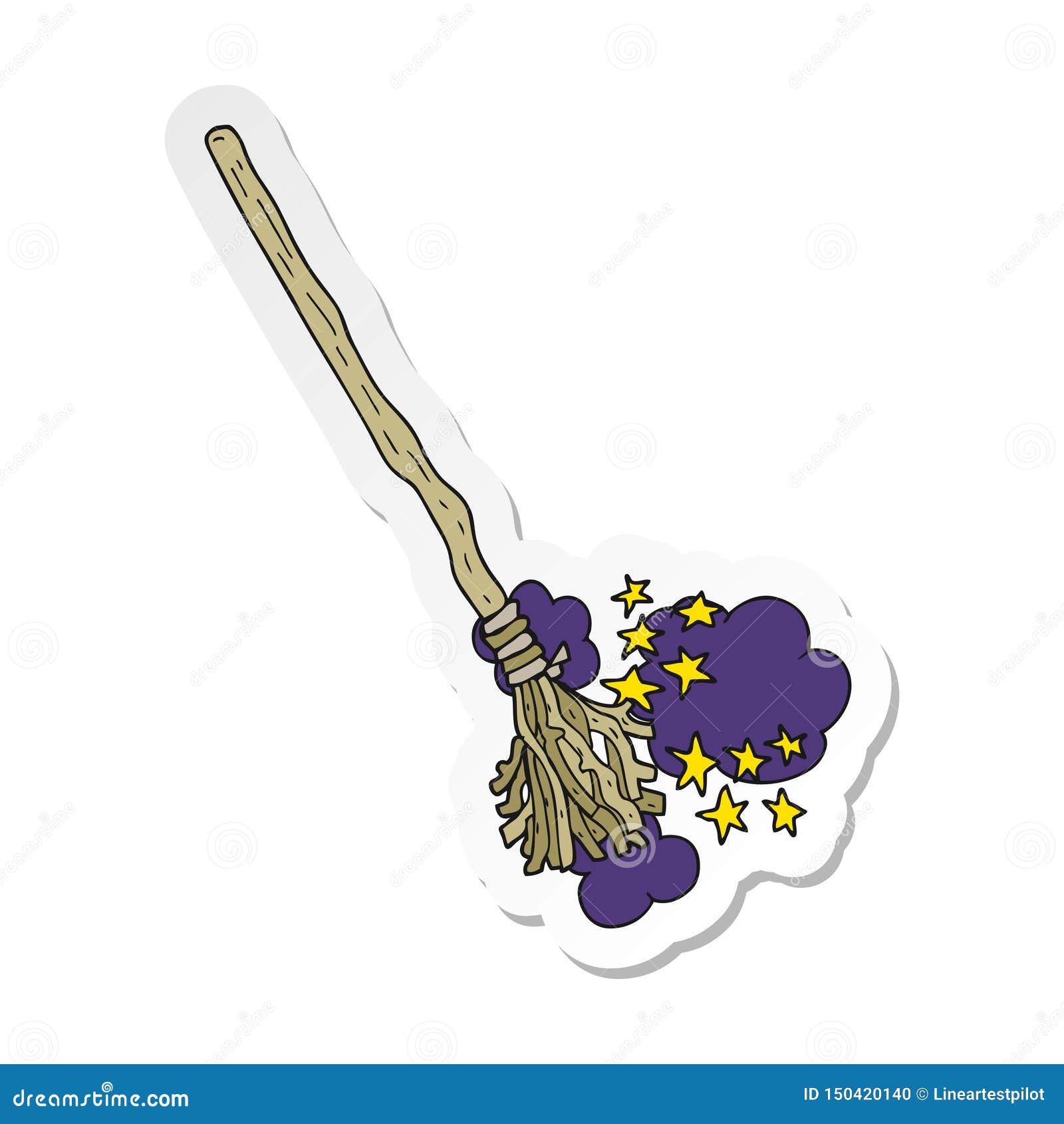 Sticker of a Cartoon Magical Broom Stock Vector - Illustration of icon ...