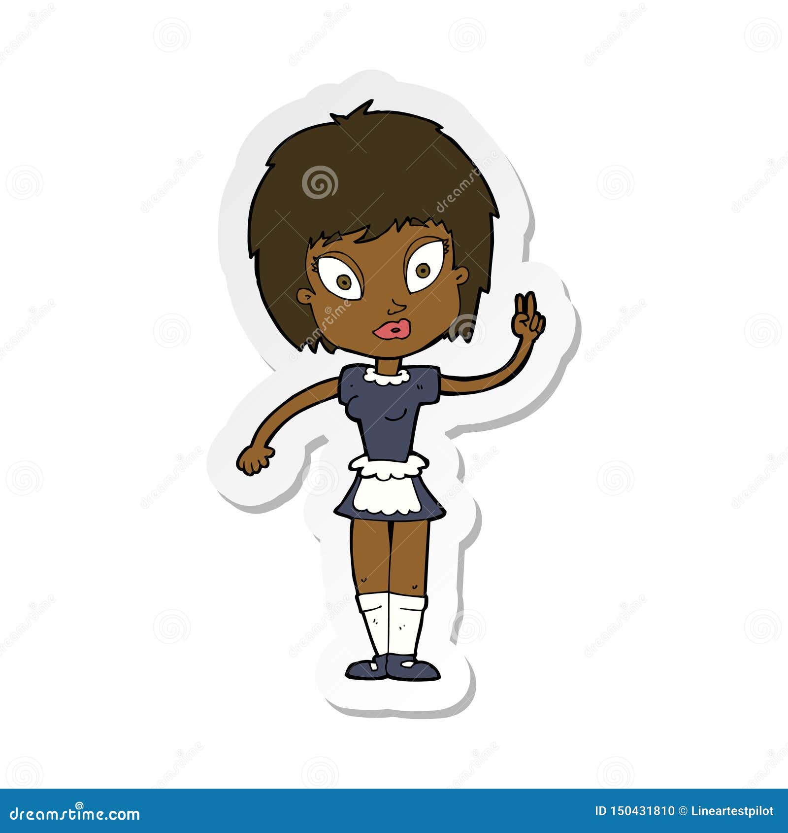 Sticker of a cartoon maid stock vector. Illustration of vector - 150431810