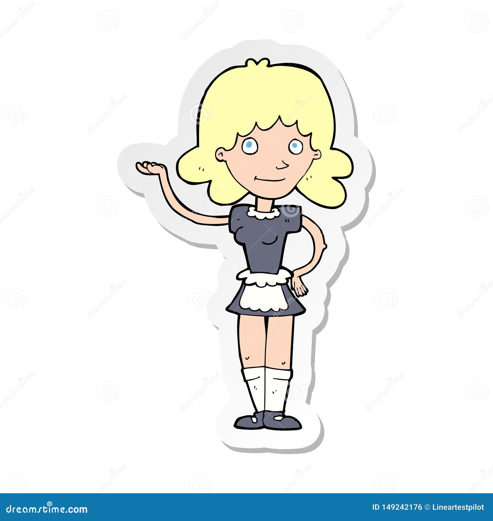 Sticker of a cartoon maid stock vector. Illustration of female - 149242176