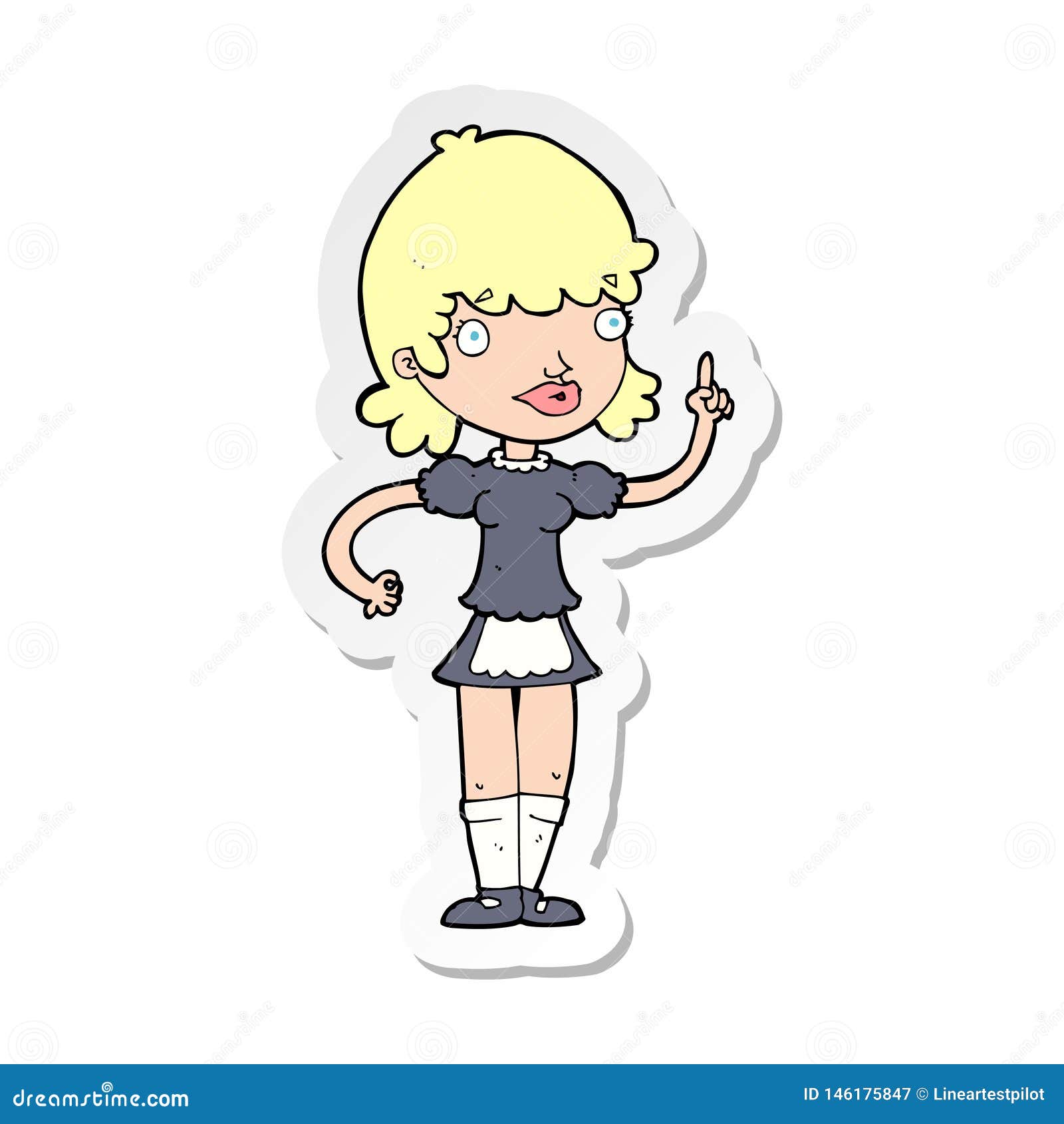 Sticker of a cartoon maid stock vector. Illustration of cheerful ...