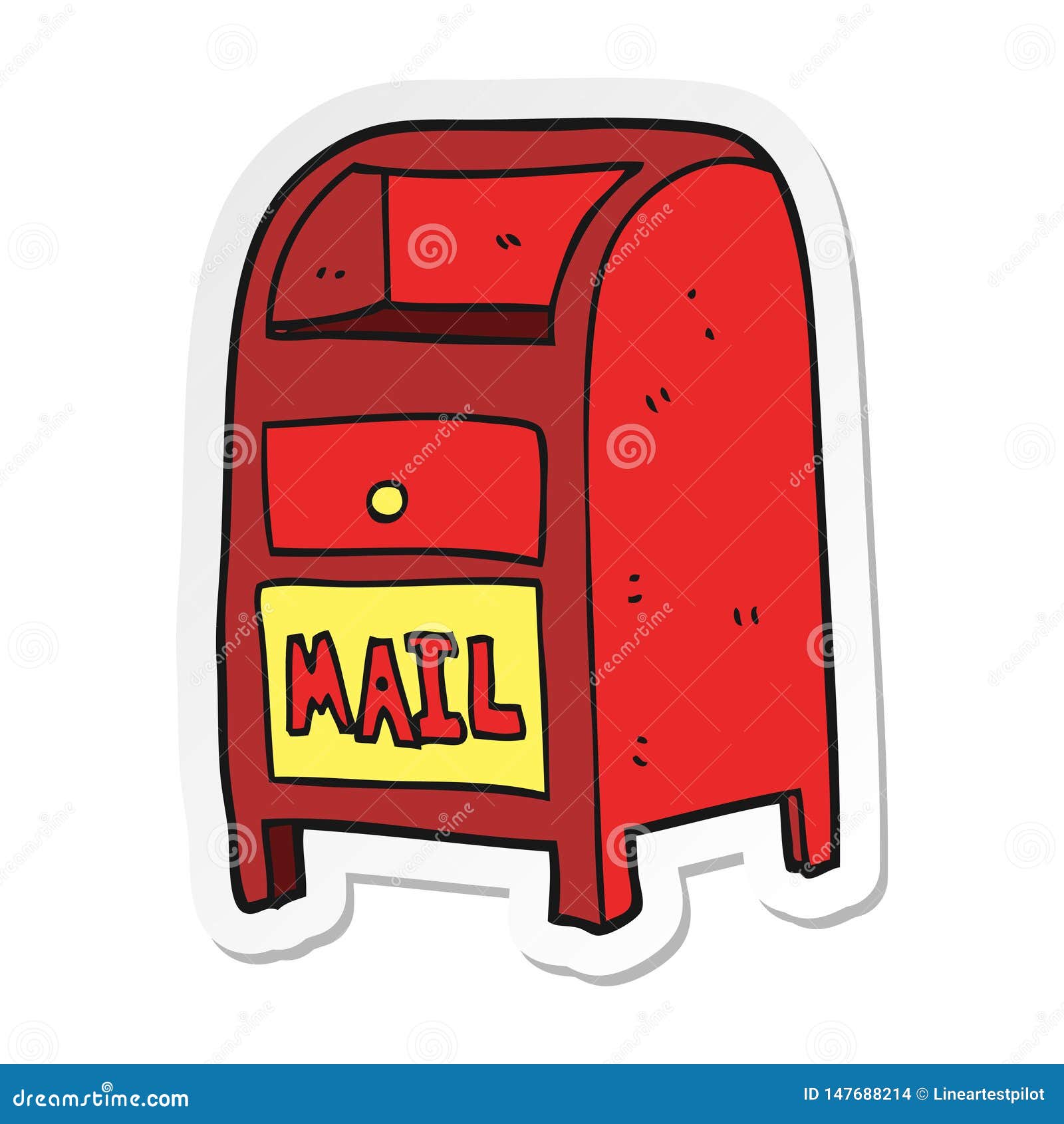 Sticker of a Cartoon Mail Box Stock Vector - Illustration of drawing ...